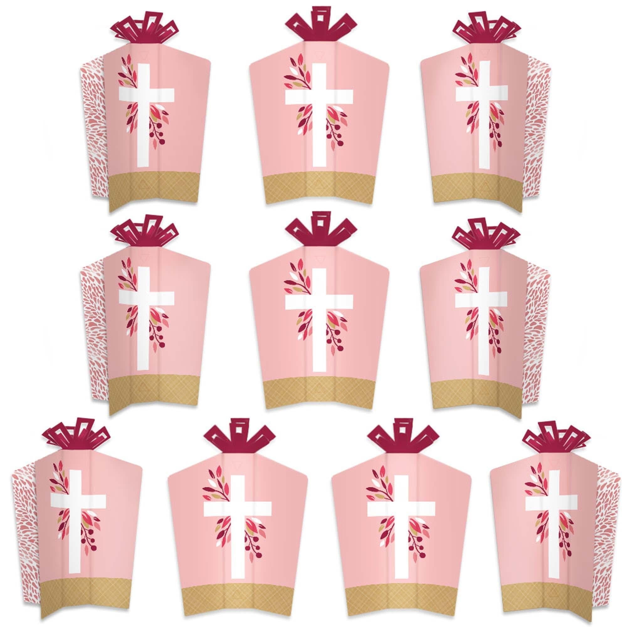 Big Dot of Happiness Pink Elegant Cross - Table Decorations - Girl ...
