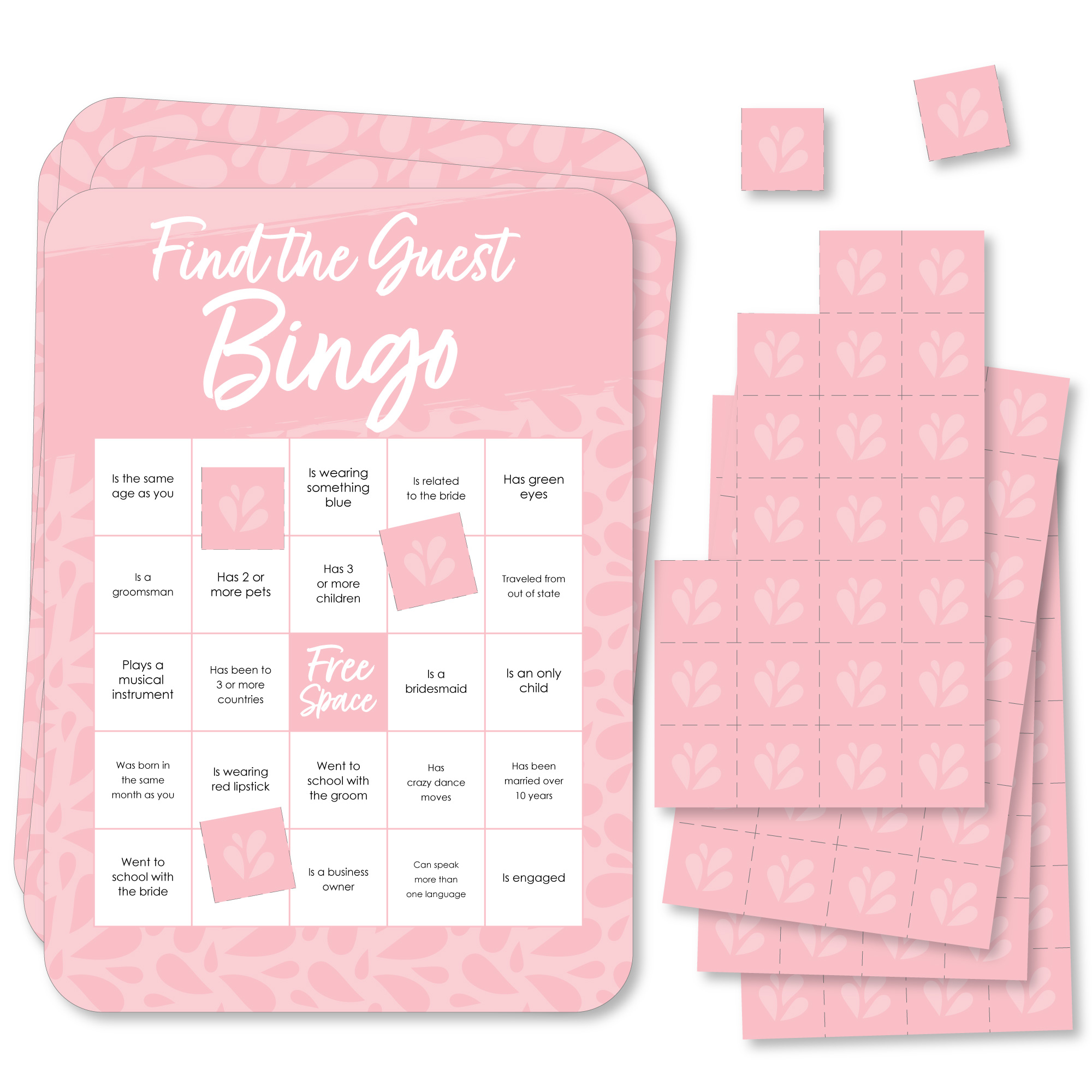 Big Dot of Happiness Pink Elegantly Simple - Find the Guest Bingo Cards ...