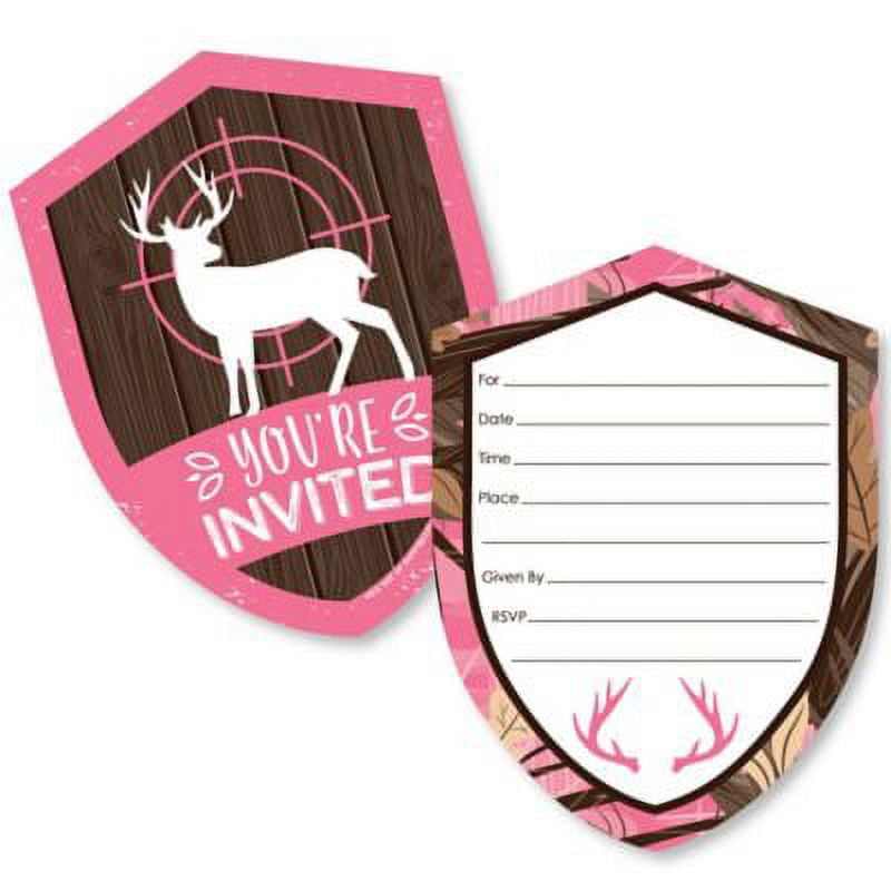 Big Dot of Happiness Pink Gone Hunting - Shaped Fill-in Invites ...