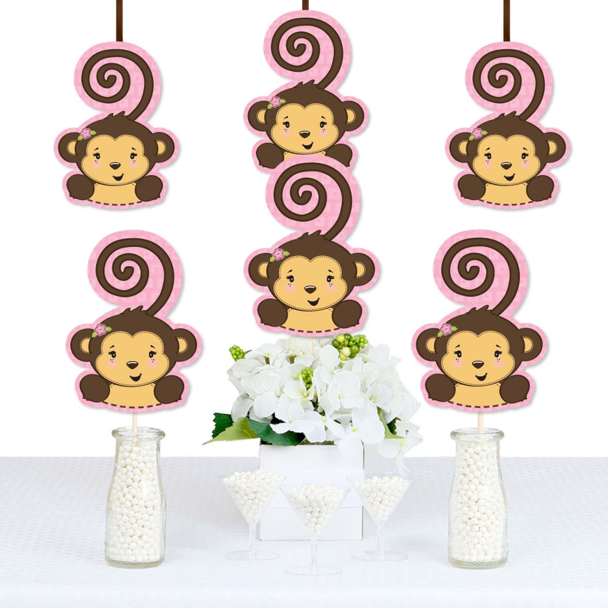 Big Dot of Happiness Pink Monkey Girl - Monkey Decorations DIY Baby ...