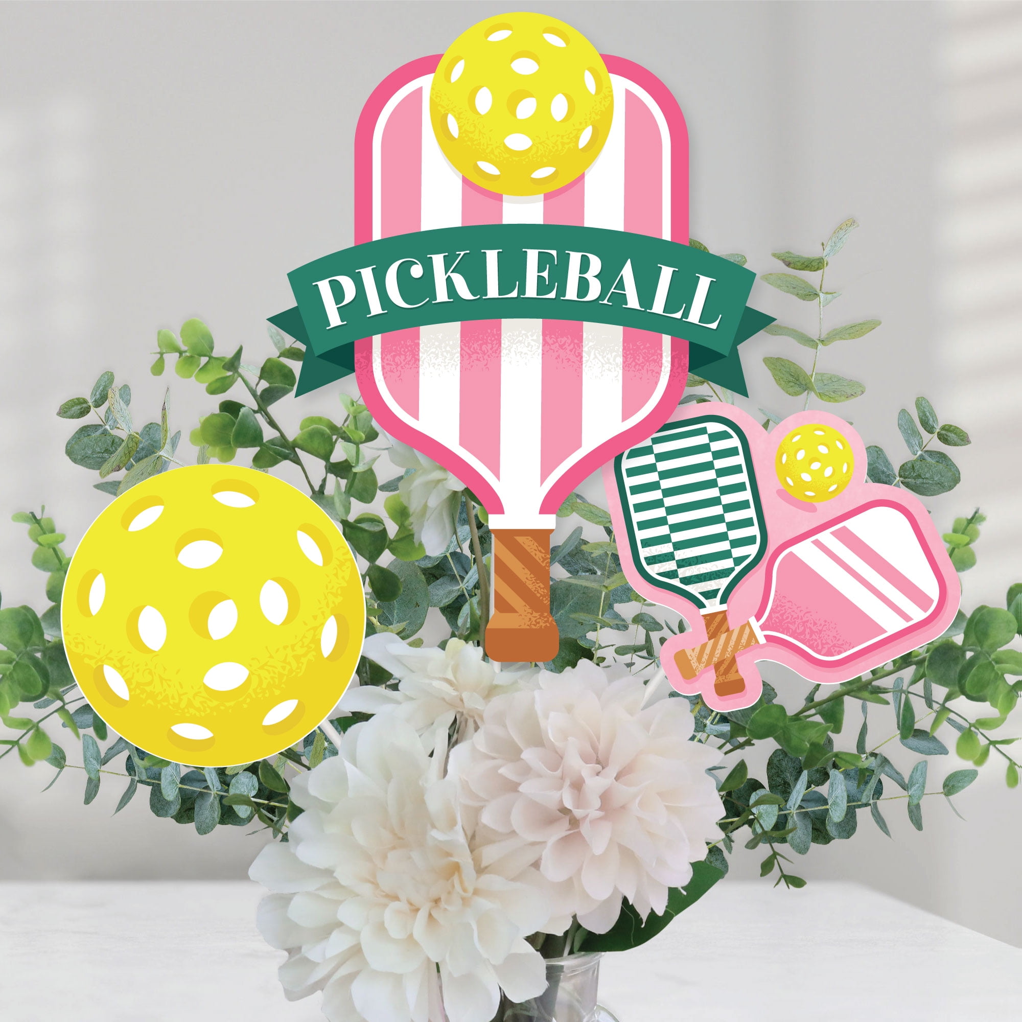 Big Dot of Happiness Pink Pickleball - Country Club Party Centerpiece ...