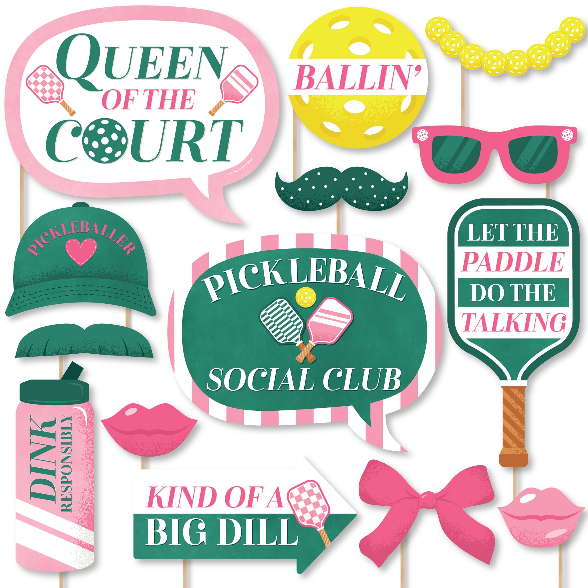 Big Dot of Happiness Pink Pickleball - Country Club Party Photo Booth ...