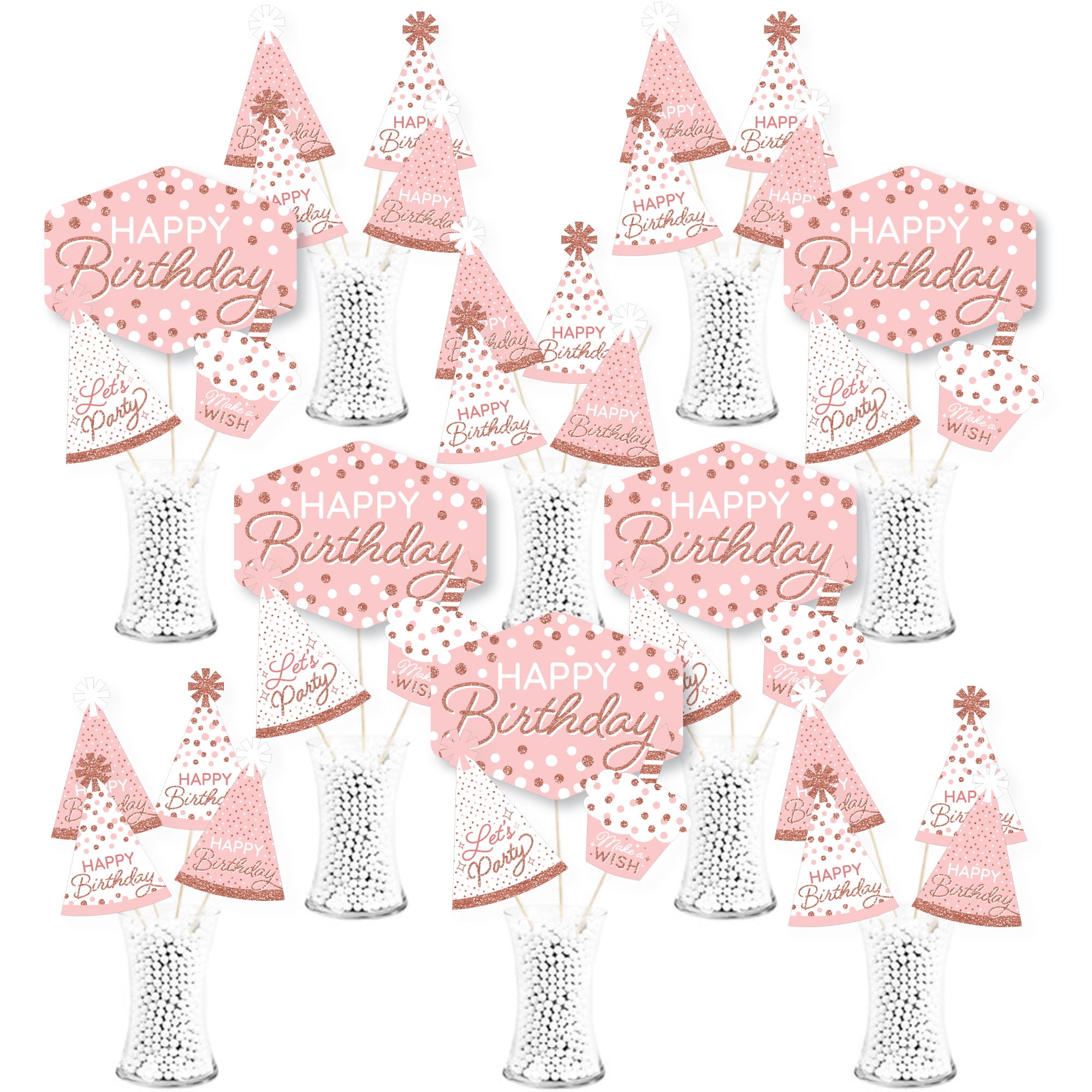 Big Dot of Happiness Pink Rose Gold Birthday - Happy Birthday Party ...