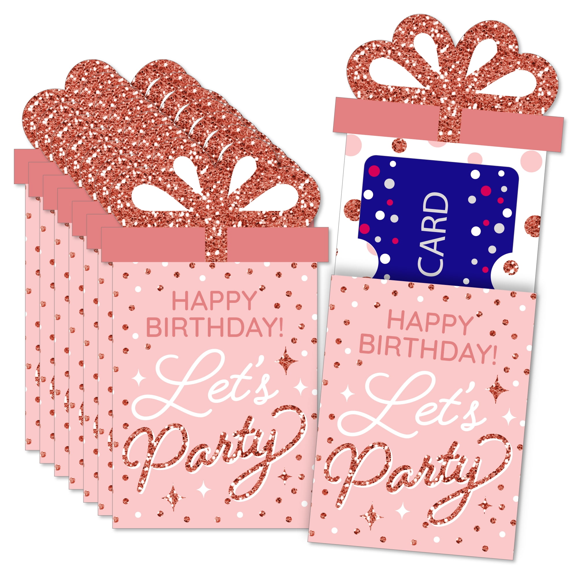 Big Dot of Happiness Pink Rose Gold Birthday - Happy Birthday Party Money and Gift Card Sleeves ...