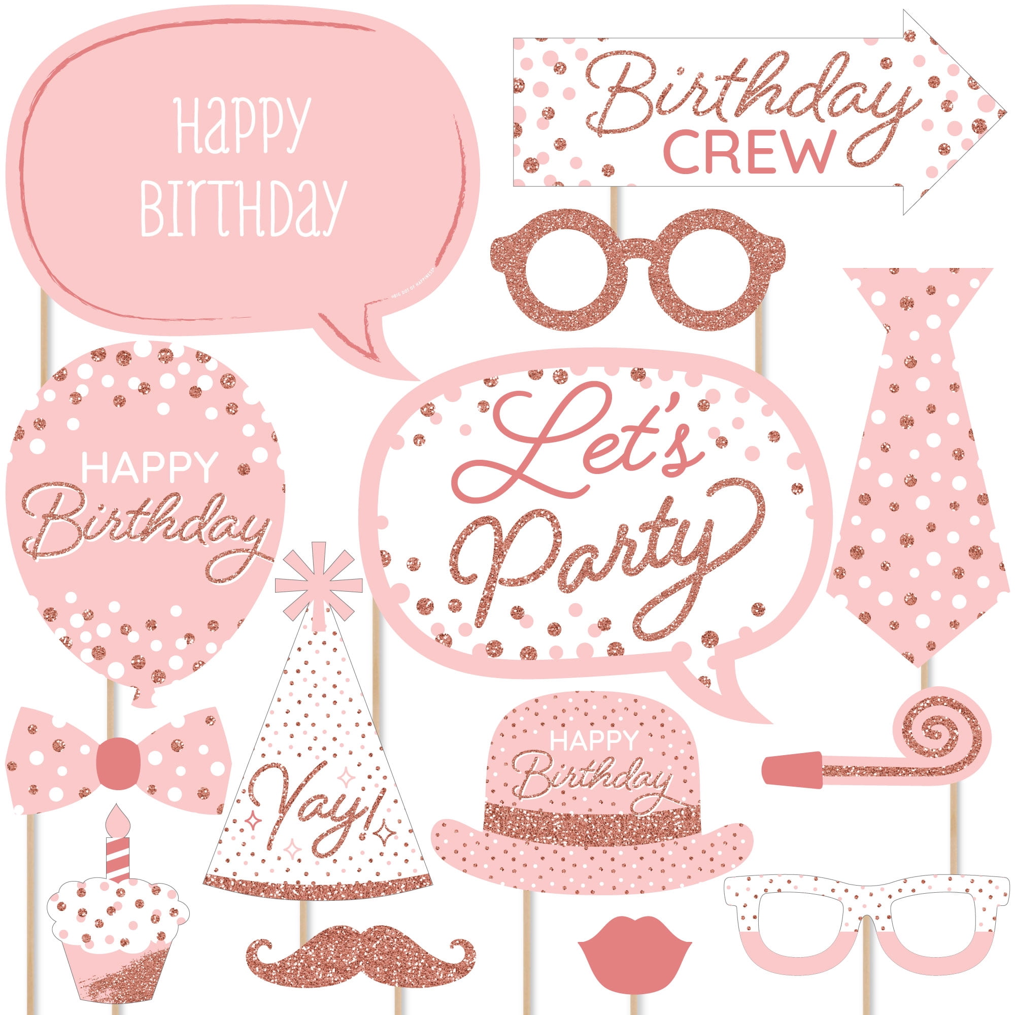 Big Dot of Happiness Pink Rose Gold Birthday - Happy Birthday Party ...