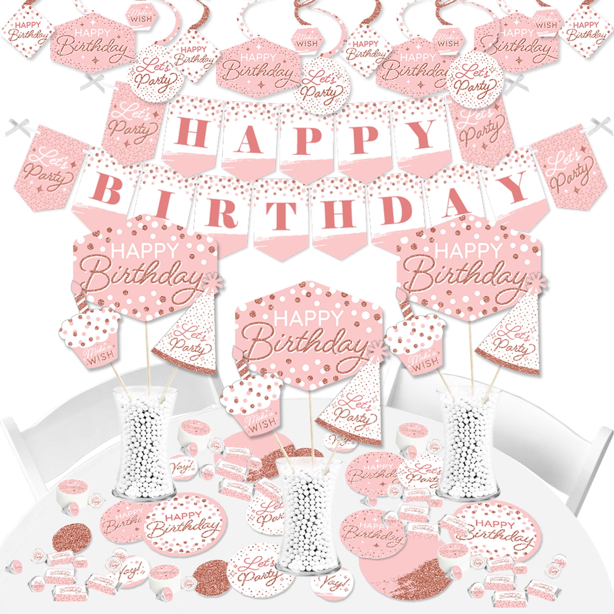 Big Dot of Happiness Pink Rose Gold Birthday - Happy Birthday Party ...