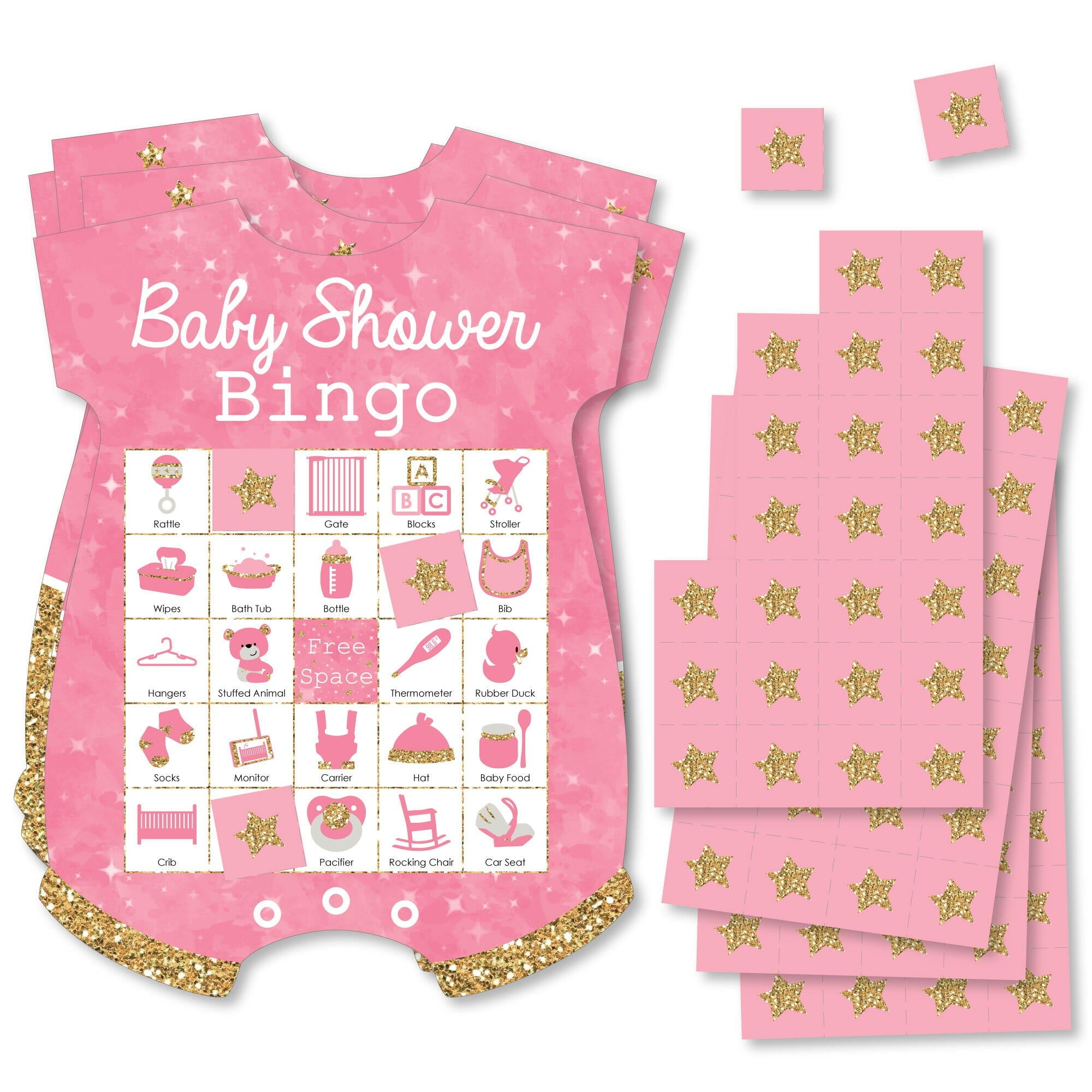 Big Dot of Happiness Pink Twinkle Twinkle Little Star - Picture Bingo ...