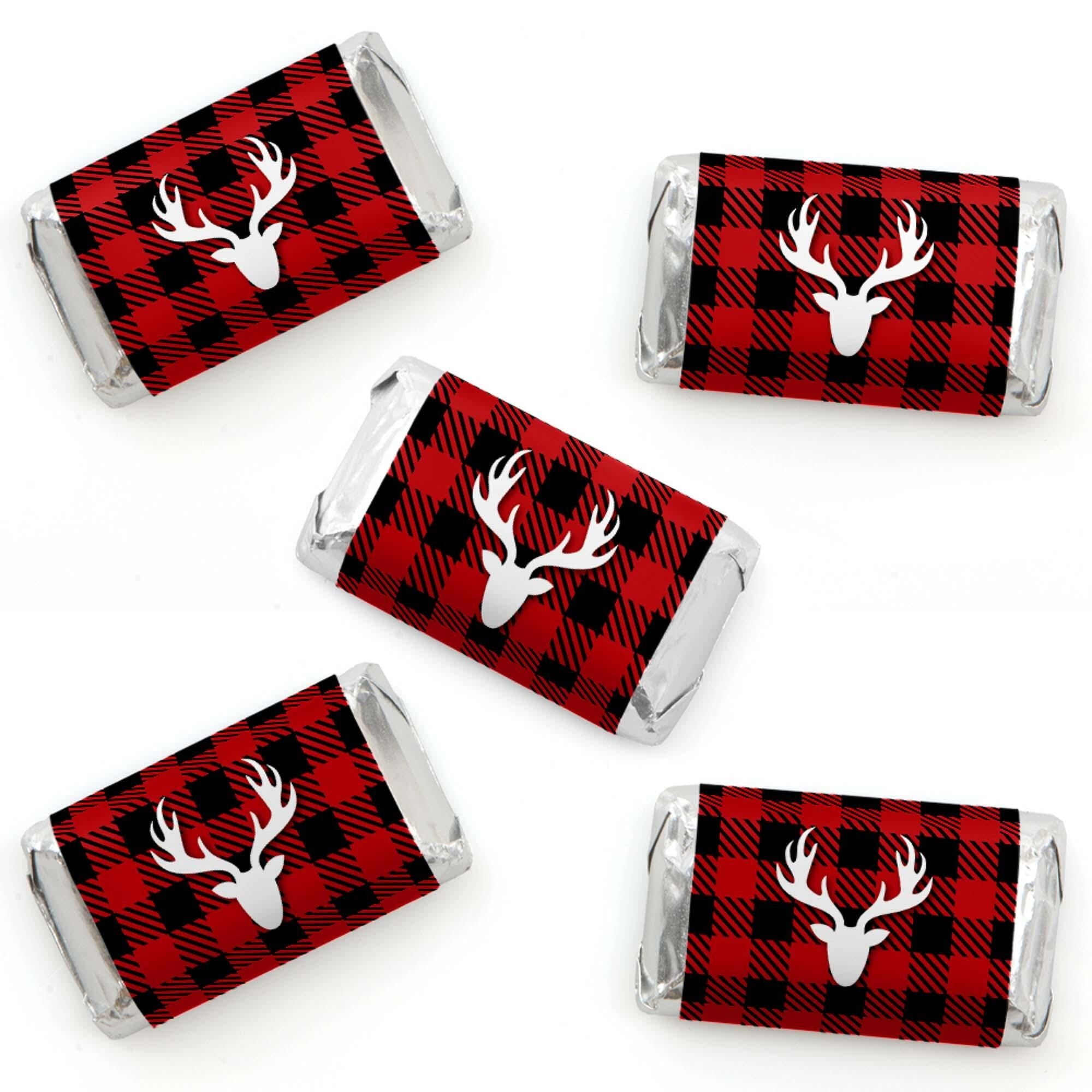 Big Dot of Happiness Prancing Plaid - Mini Candy Bar Wrapper Stickers ...