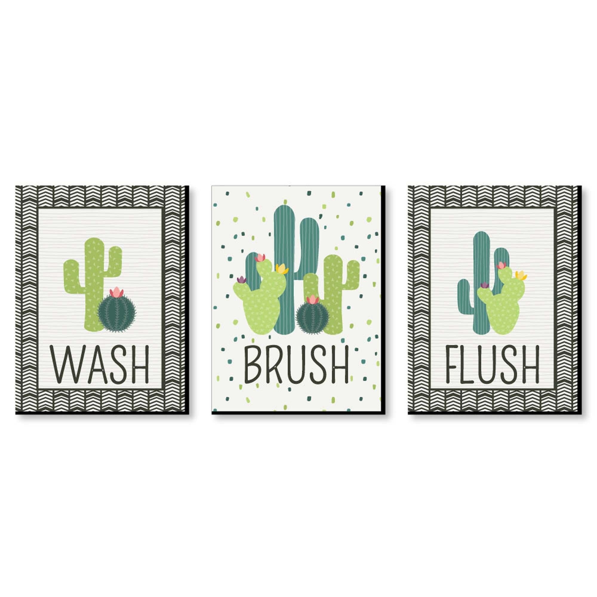 Big Dot of Happiness Prickly Cactus - Kids Bathroom Rules Wall Art - 7. ...