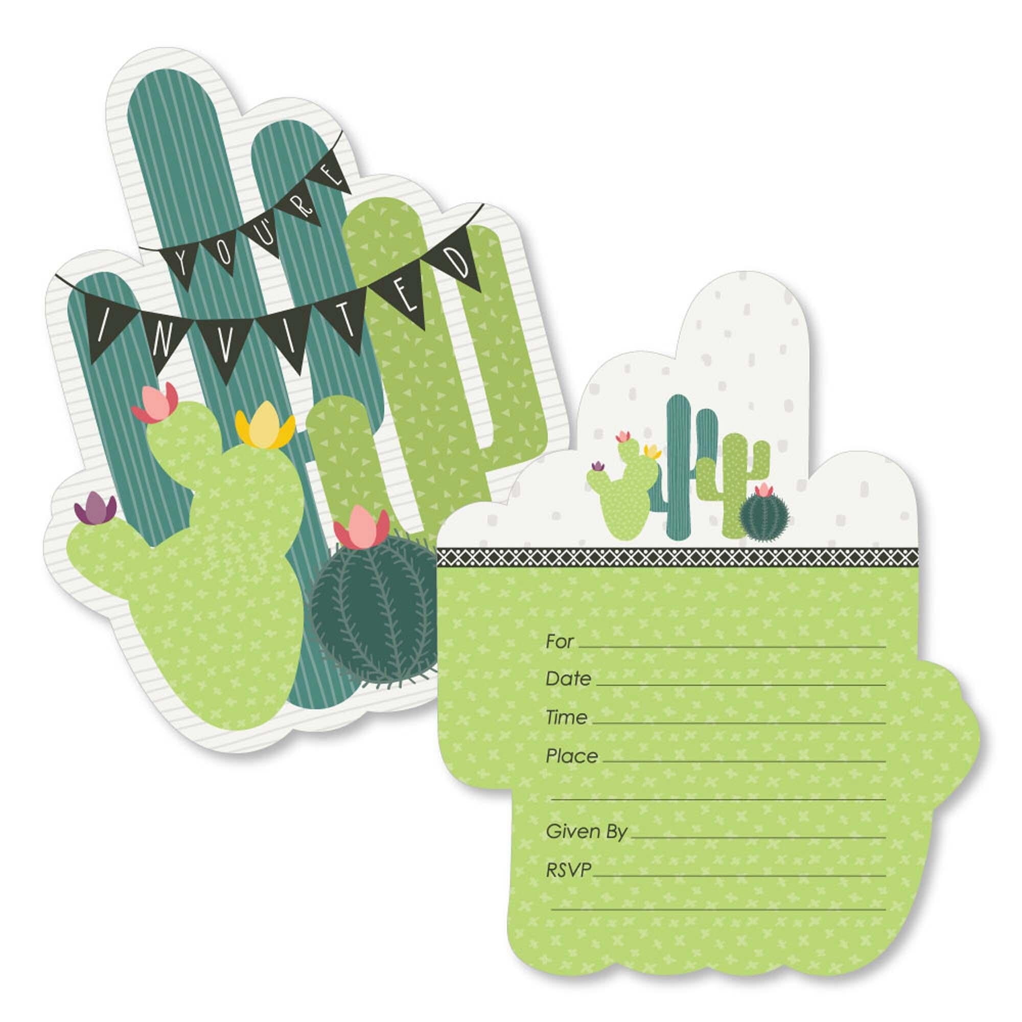 Big Dot of Happiness Prickly Cactus Party - Shaped Fill-in Invitations ...