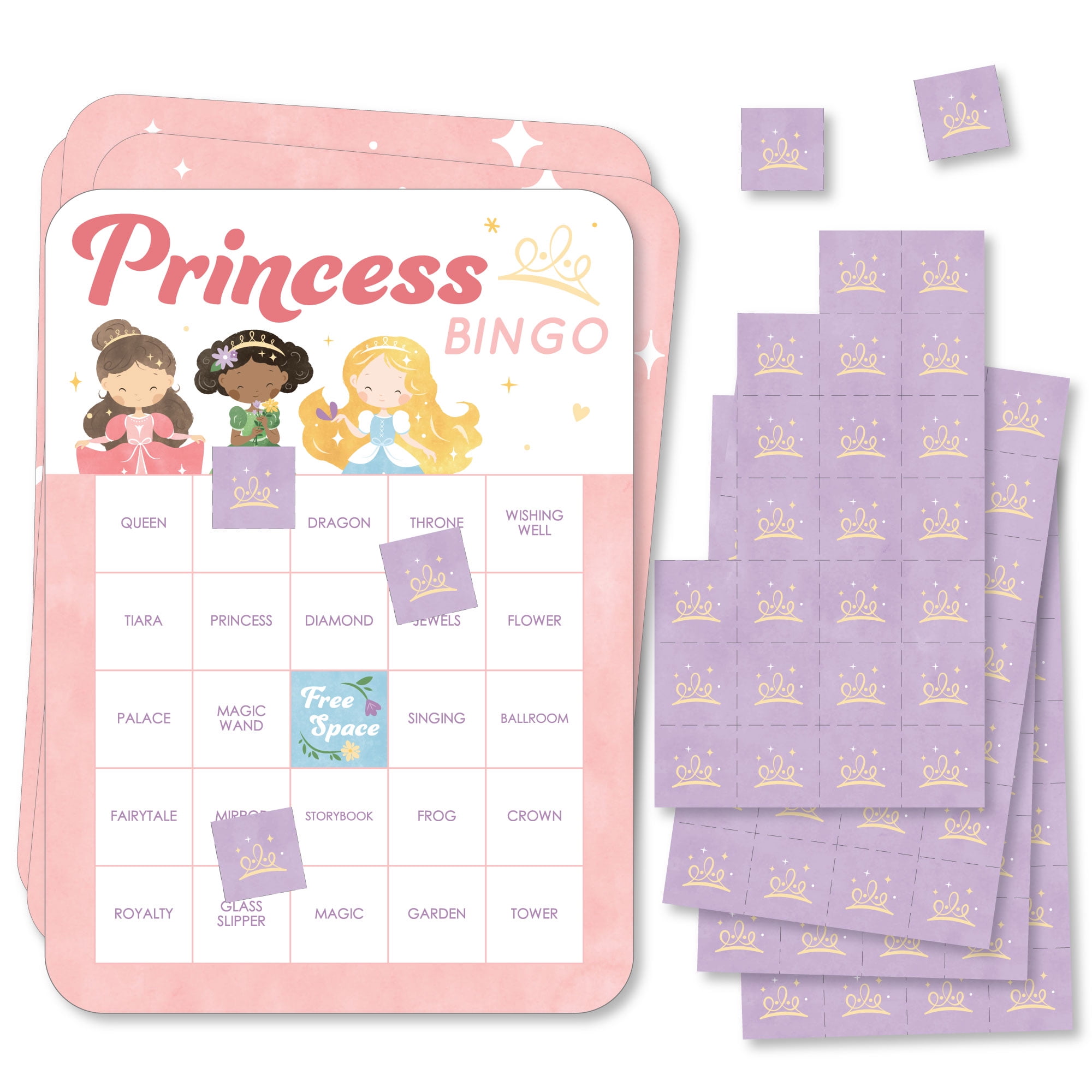 Big Dot of Happiness Princess Bingo Cards and Markers, Princess ...