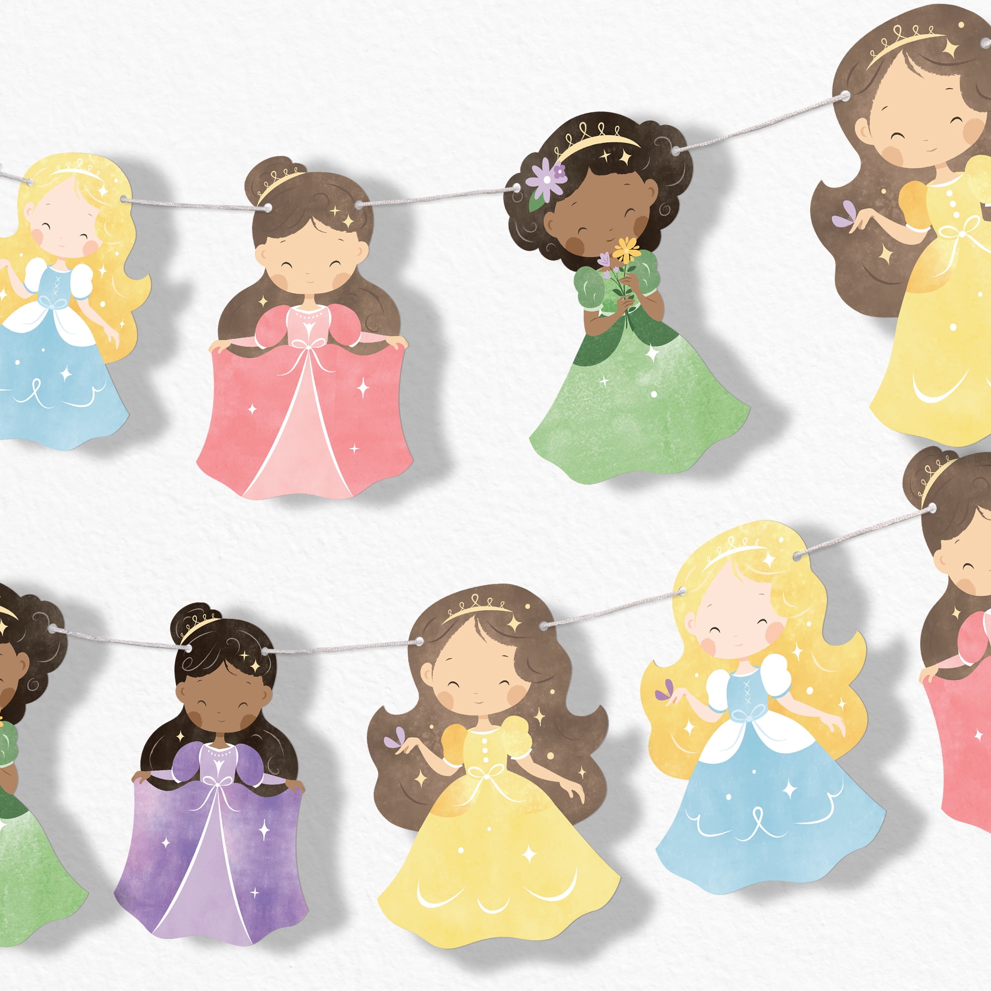 Big Dot of Happiness Princess Garland Banner, Colorful Pastel Princess ...