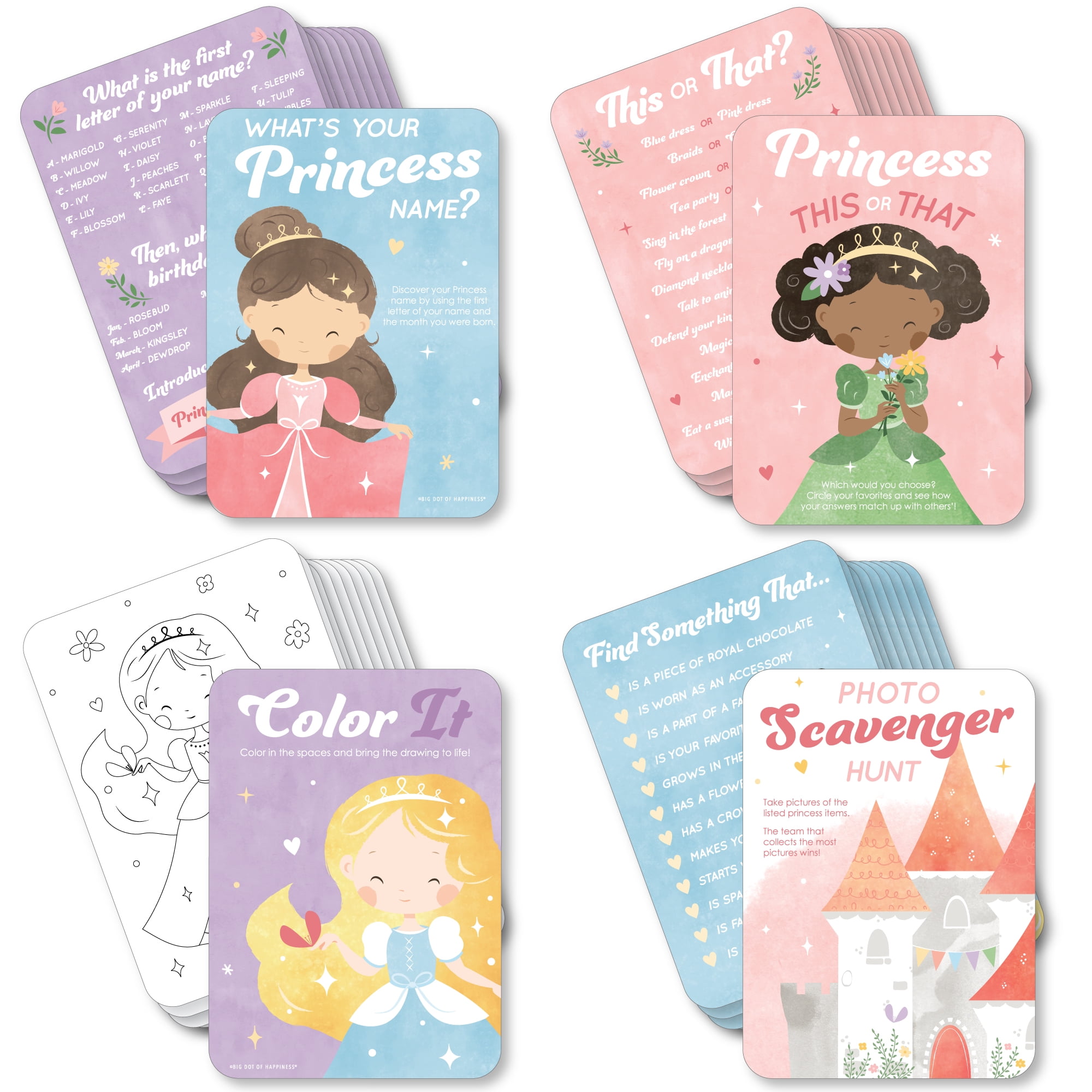 Big Dot of Happiness Princess Party Games Bundle Pack, Birthday Party ...