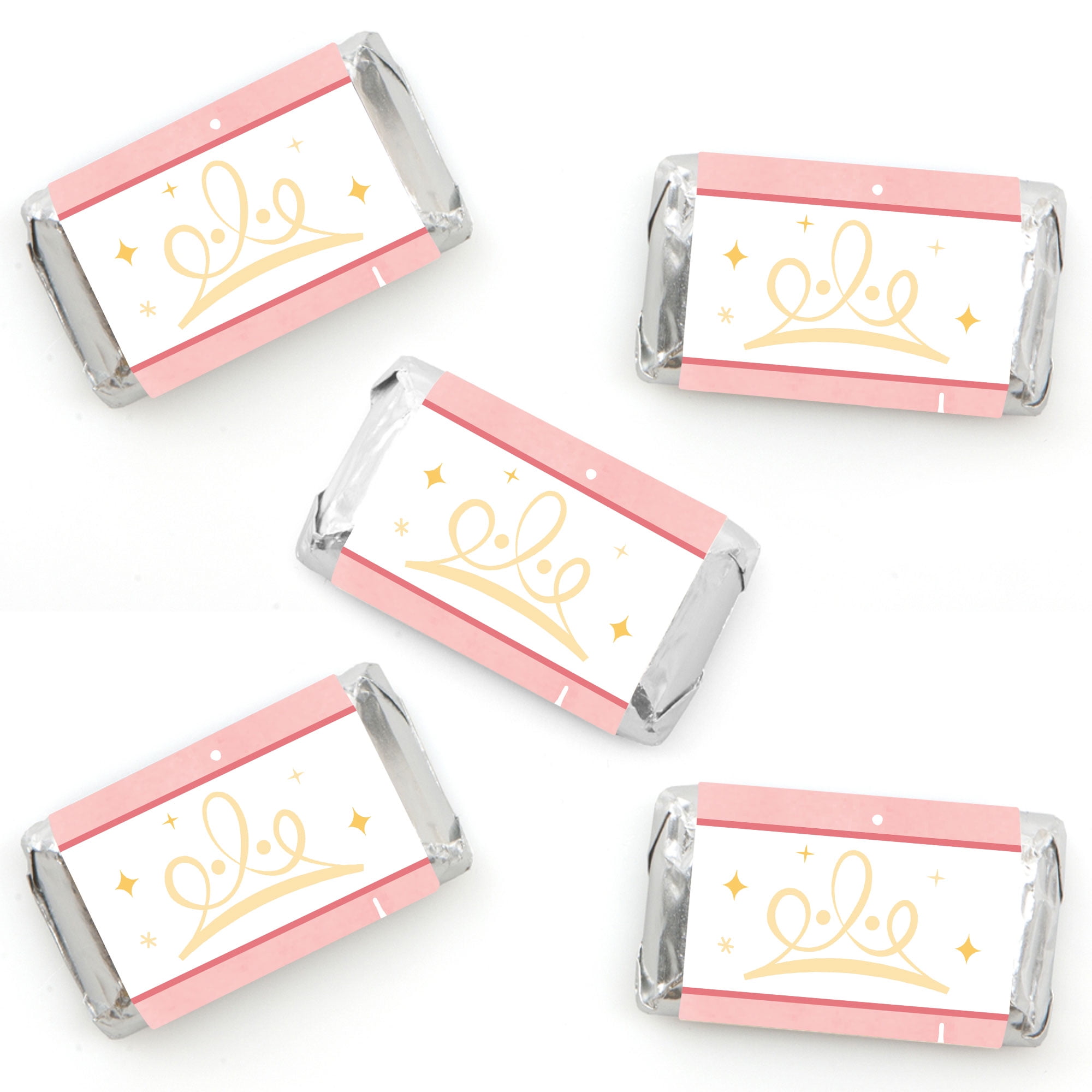 Big Dot of Happiness Princess Party Mini Candy Bar Wrapper Stickers ...