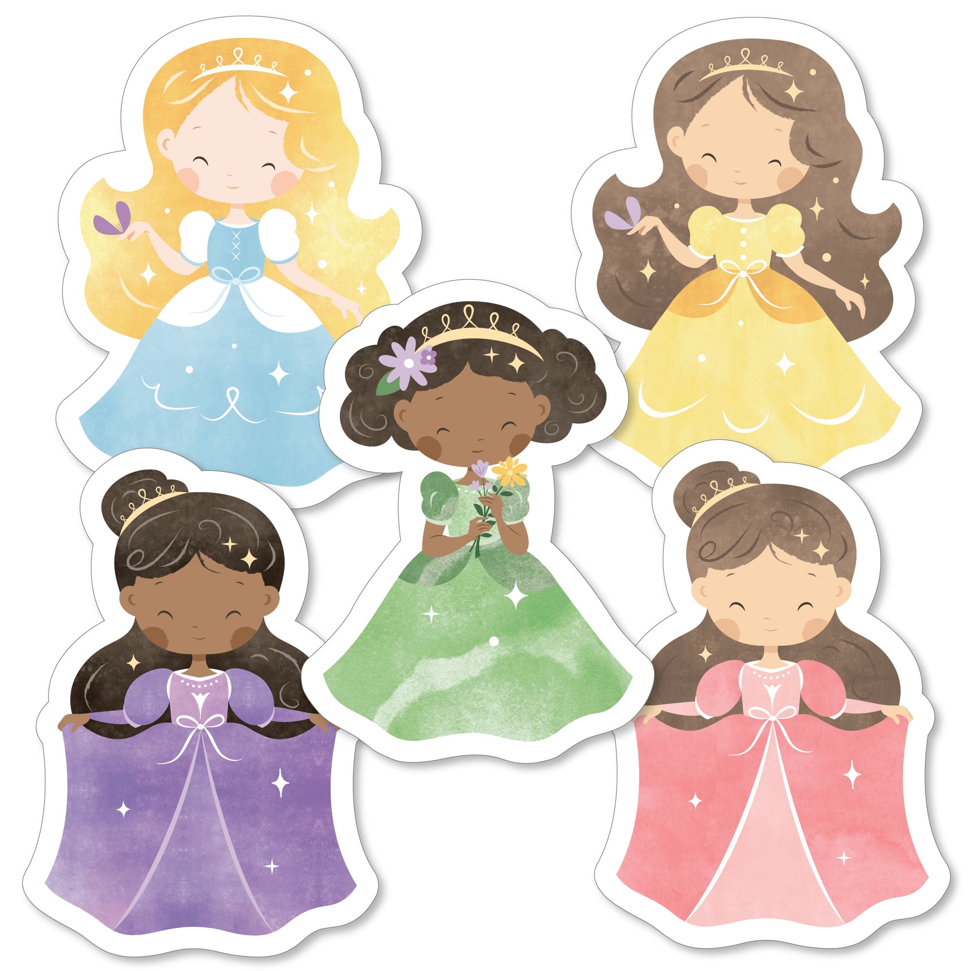 Big Dot of Happiness Princess Party Small Paper Cutouts, DIY Birthday ...