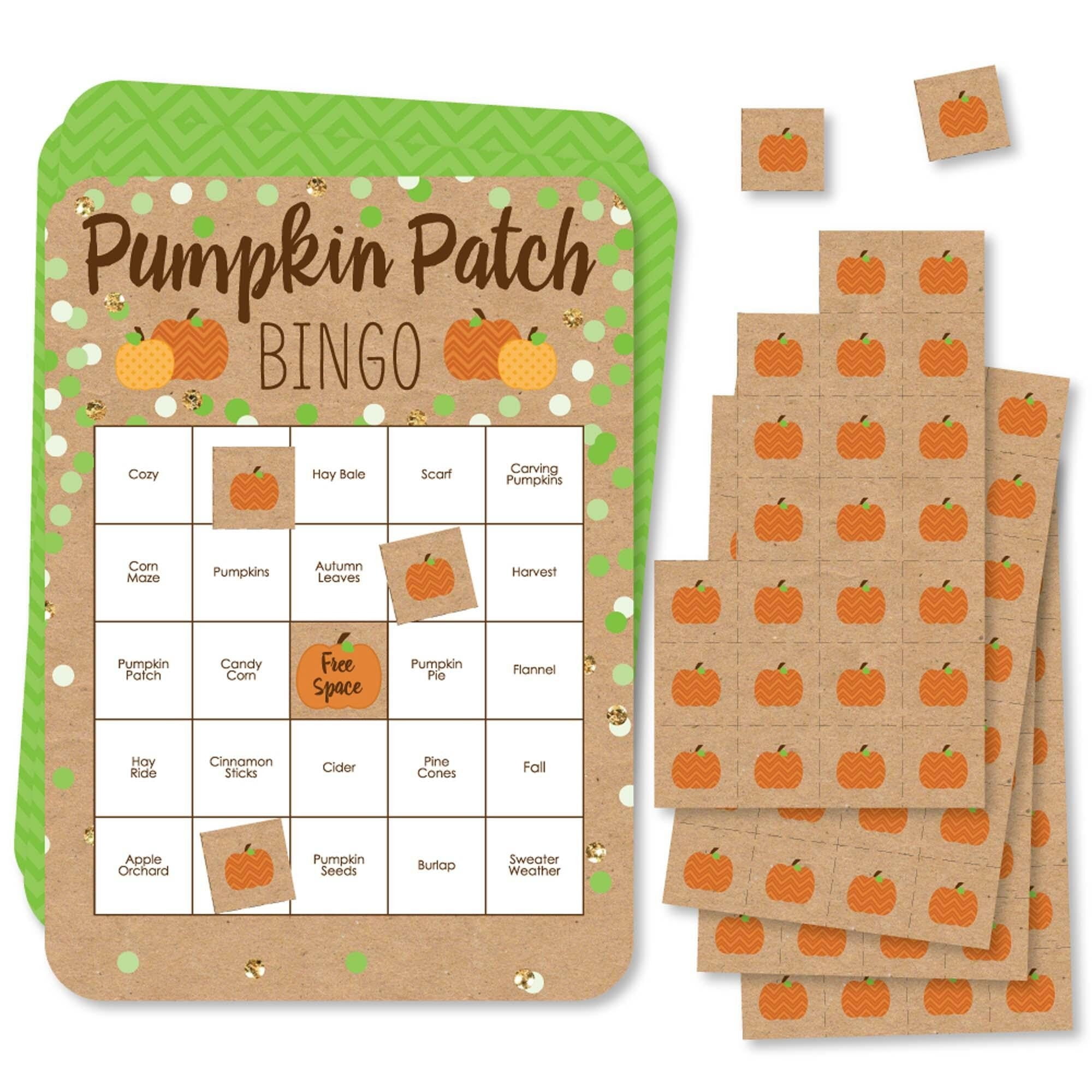 Big Dot of Happiness Pumpkin Patch - Bingo Cards and Markers - Fall ...