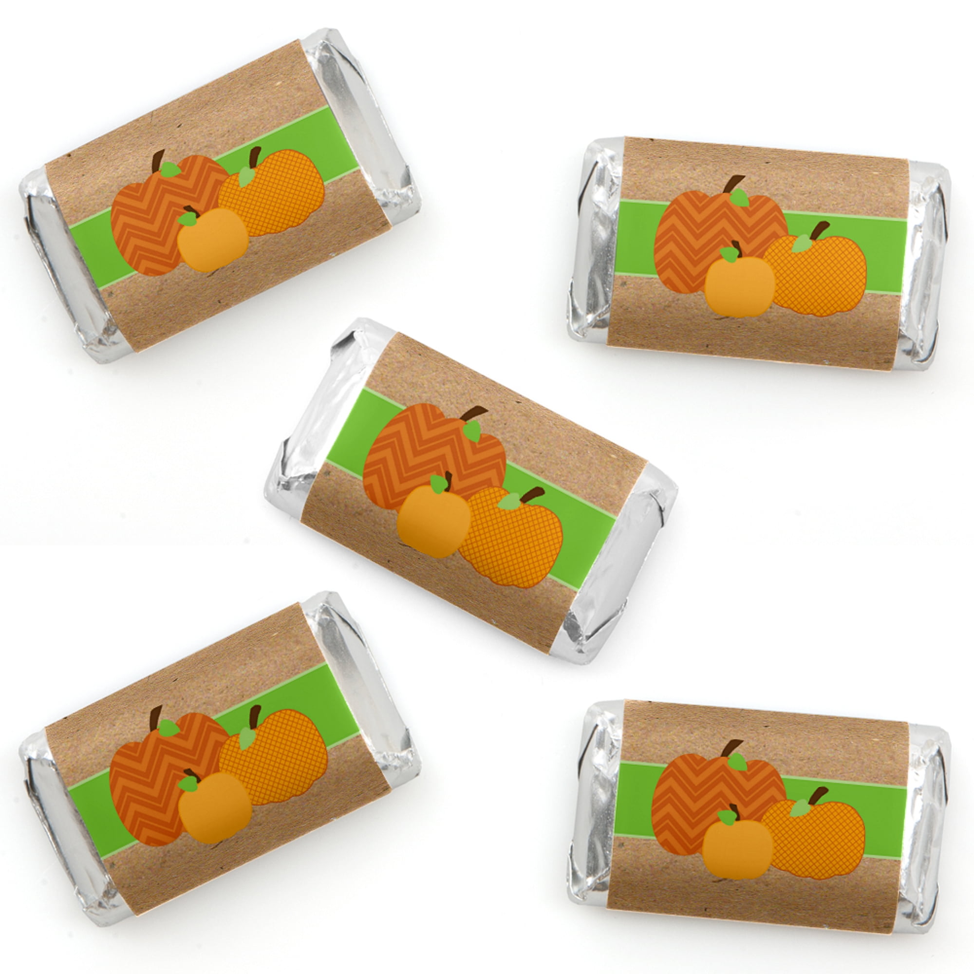 Big Dot of Happiness Pumpkin Patch - Mini Candy Bar Wrapper Stickers ...