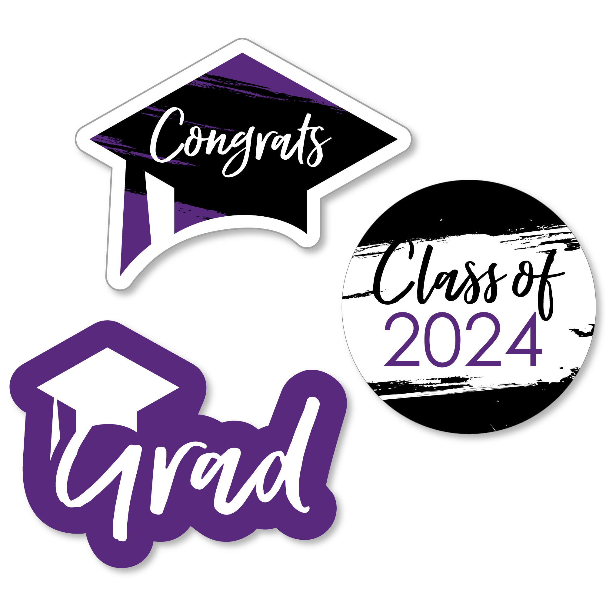 Big Dot of Happiness Purple 2024 Graduation Party - DIY Shaped Cut-Outs ...
