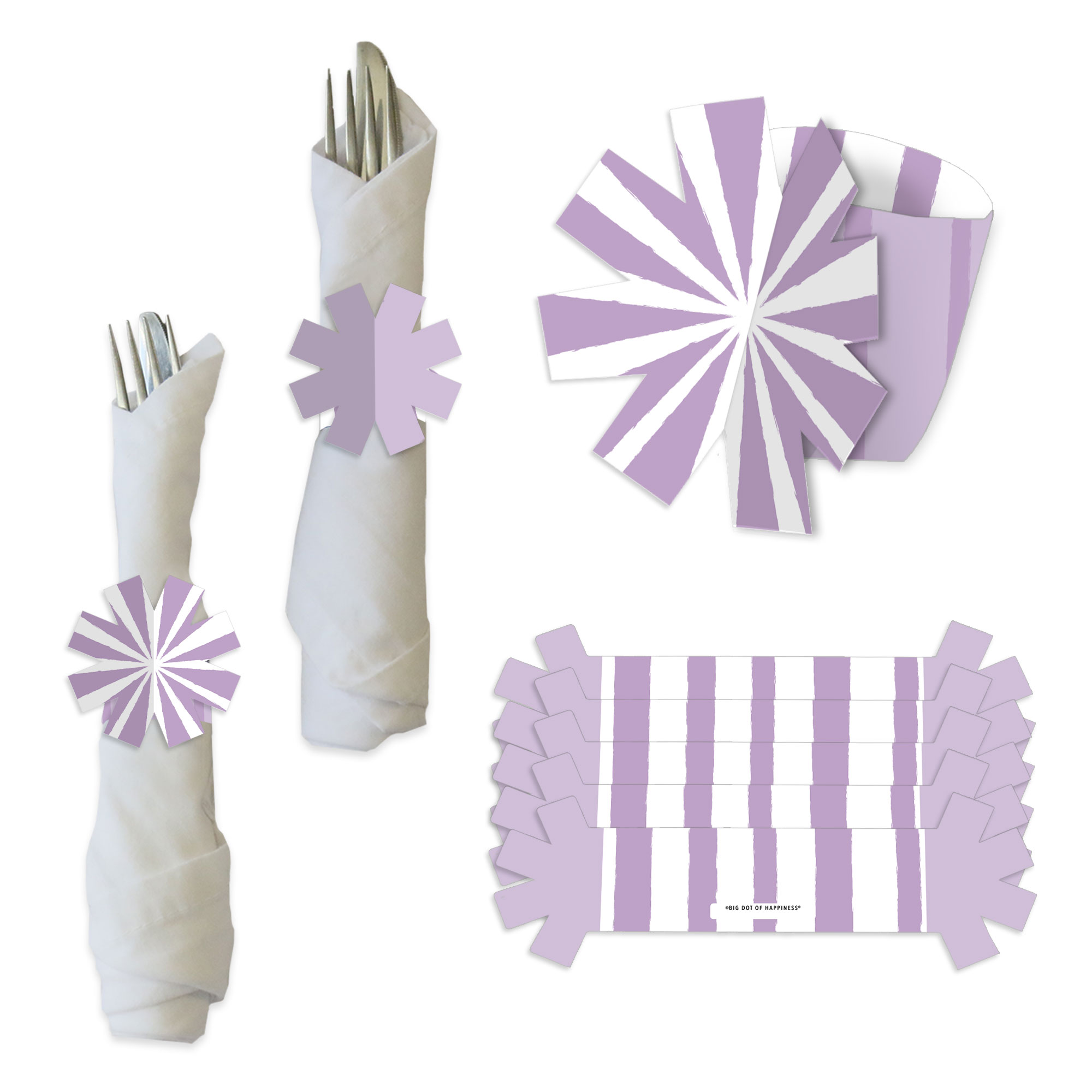 Big Dot of Happiness Purple Stripes - Simple Party Paper Napkin Holder ...