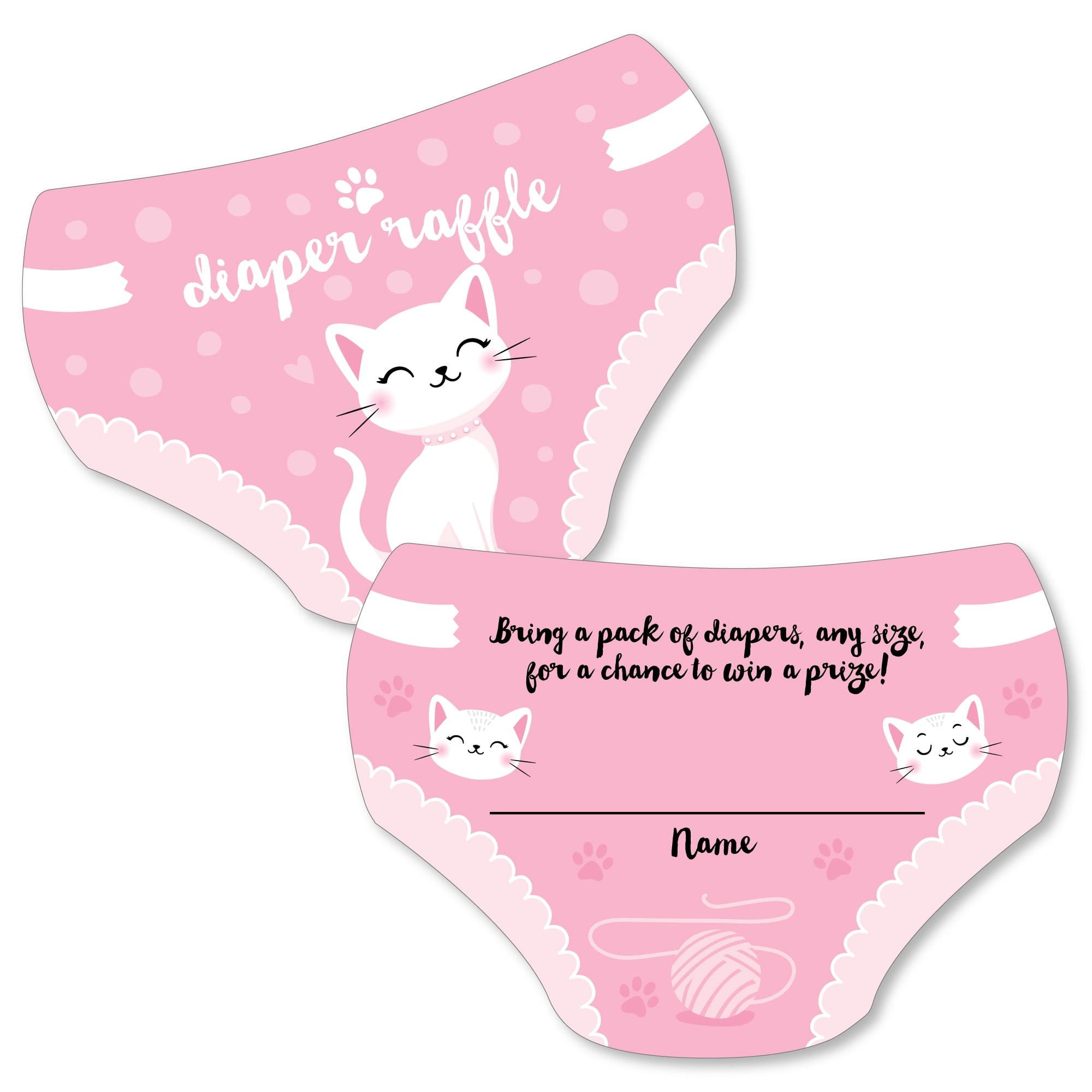 Big Dot of Happiness Purr-fect Kitty Cat - Diaper Shaped Raffle Ticket ...
