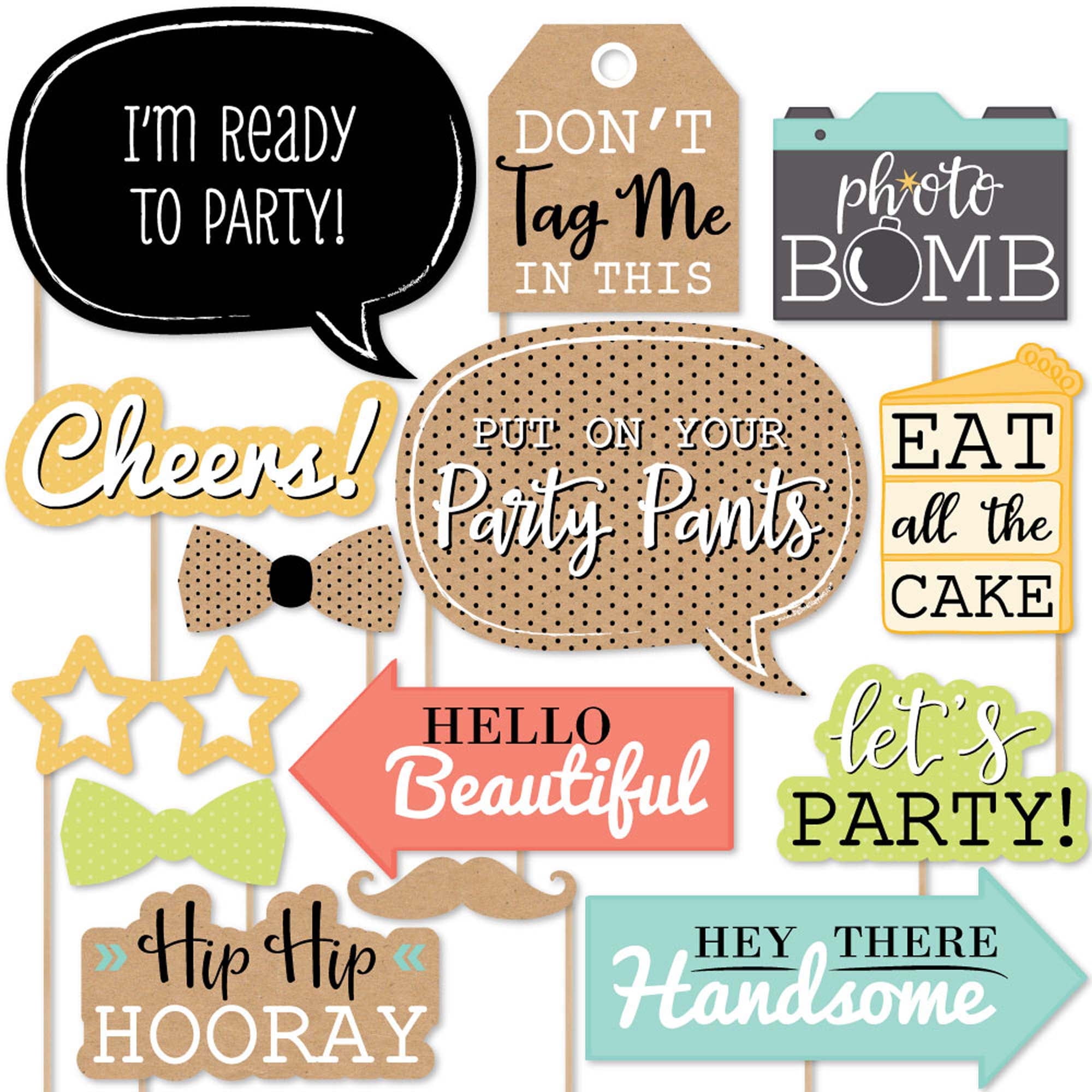 Big Dot of Happiness Put On Your Party Pants - Photo Booth Props Kit ...