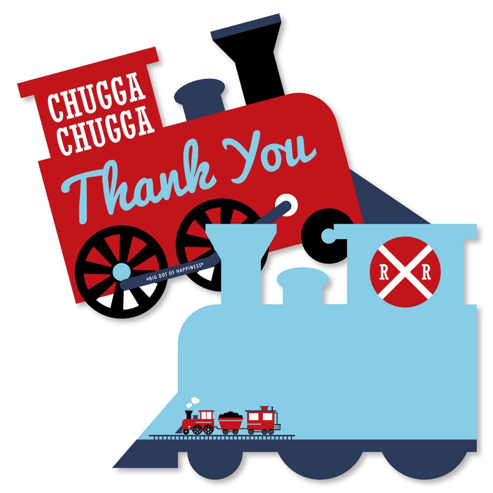 Big Dot of Happiness Railroad Party Crossing - Shaped Thank You Cards ...