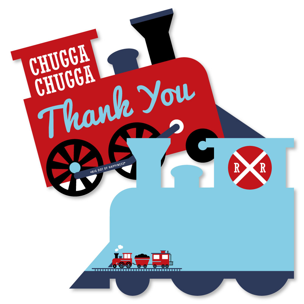 Big Dot of Happiness Railroad Party Crossing - Shaped Thank You Cards ...