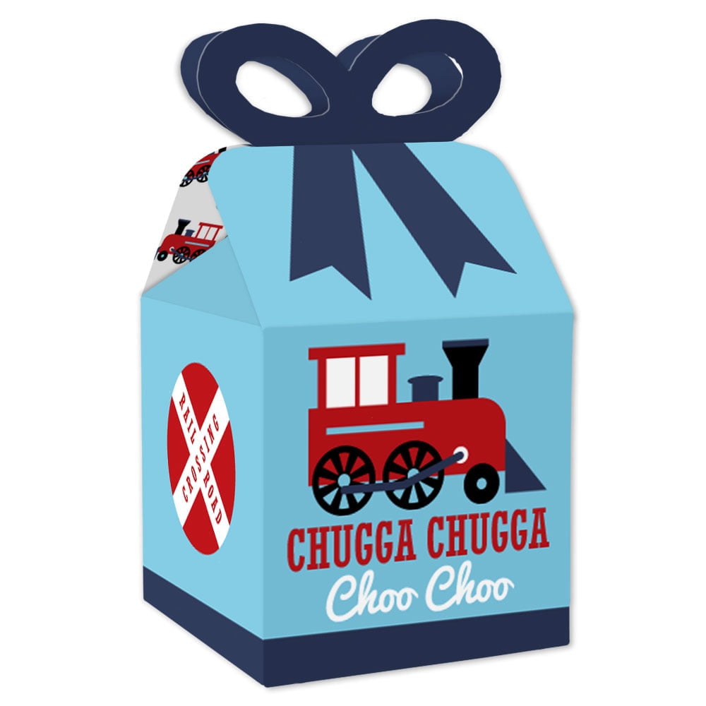 Big Dot of Happiness Railroad Party Crossing - Square Favor Gift Boxes ...
