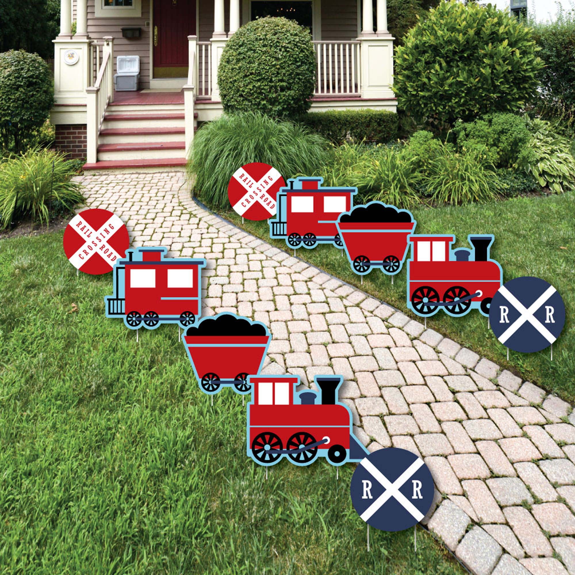 Big Dot of Happiness Railroad Party Crossing - Train Lawn Decorations ...