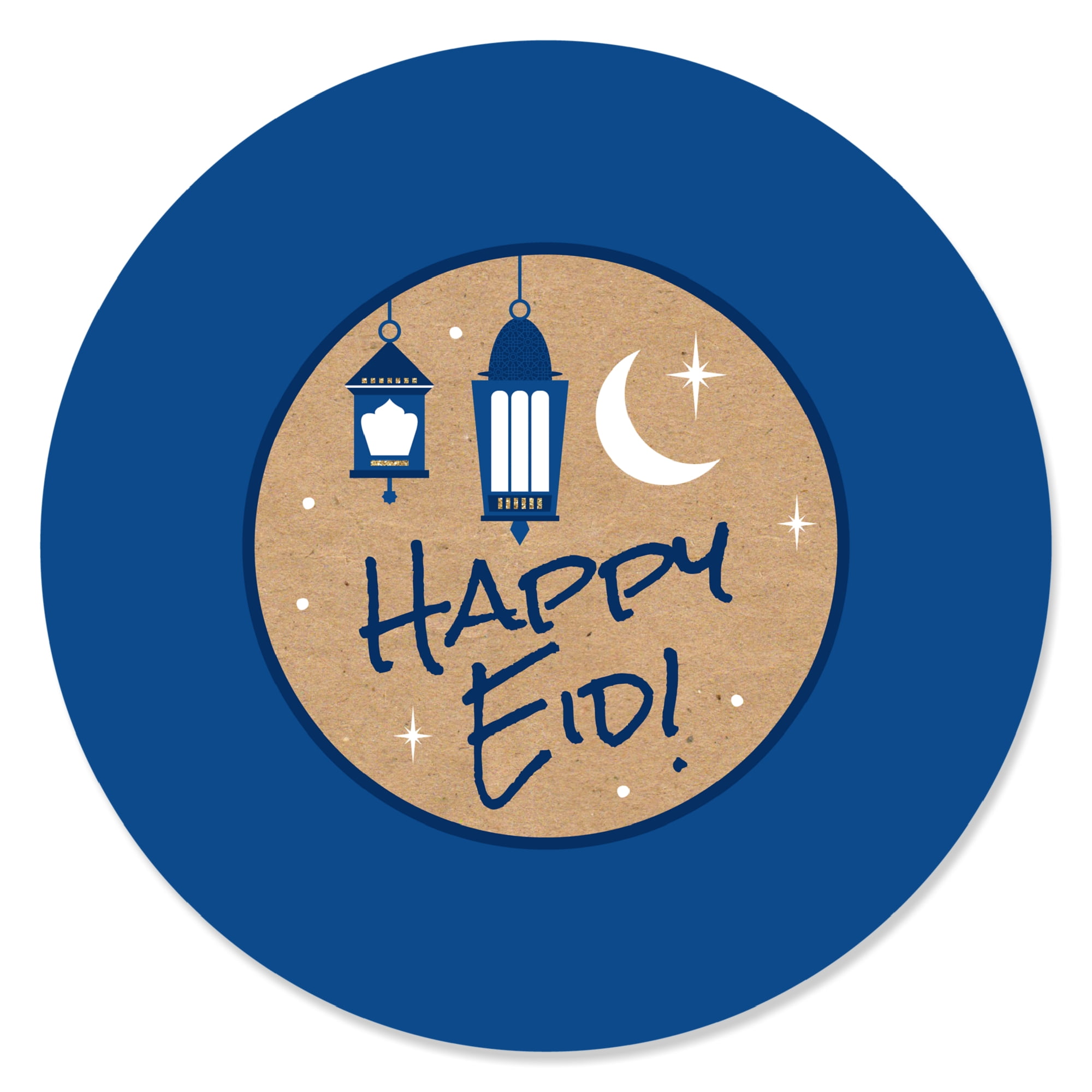 Big Dot of Happiness Ramadan - Eid Mubarak Circle Sticker Labels - 24 ...