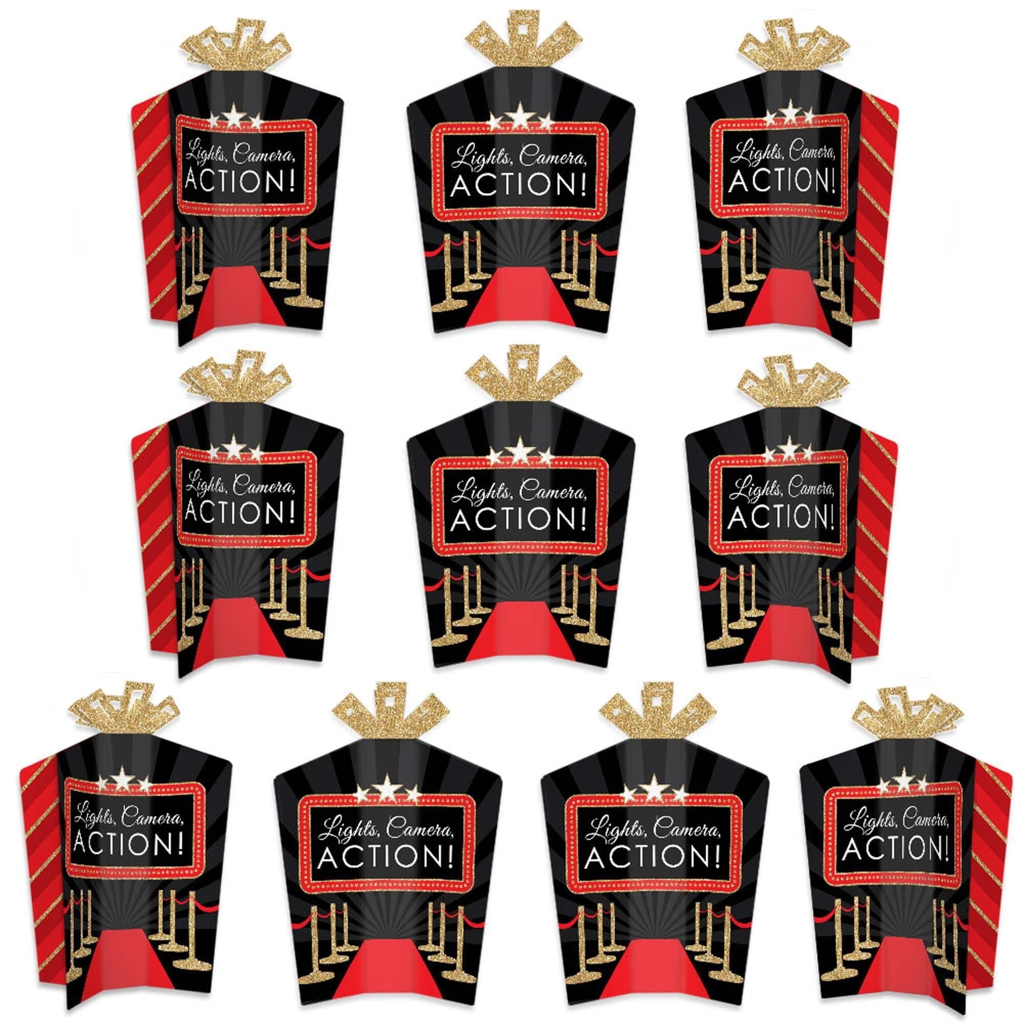 Big Dot of Happiness Red Carpet - Table Decorations - Movie Night Party ...