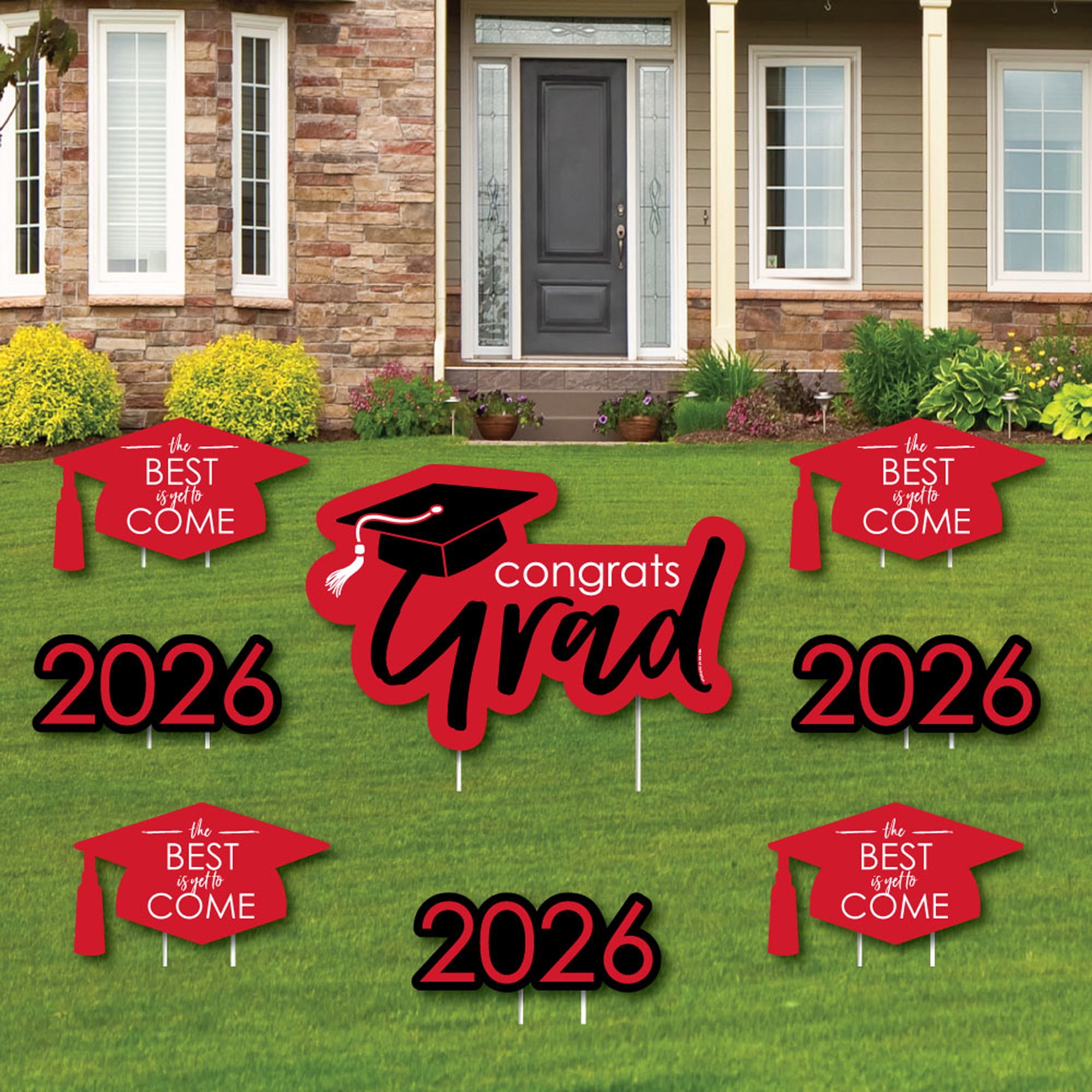 Big Dot of Happiness Red Grad Class of 2026 Outdoor Decorations ...