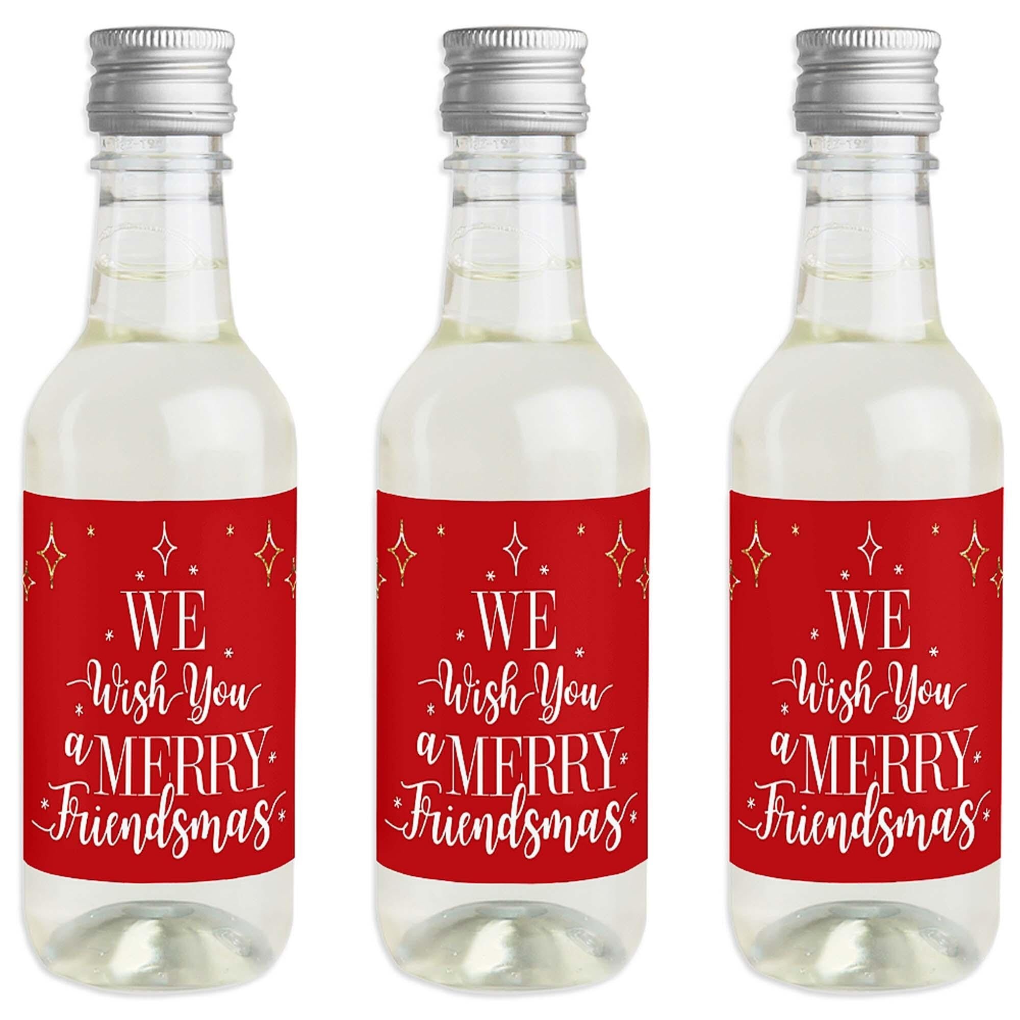 Big Dot of Happiness Red and Gold Friendsmas - Mini Wine and Champagne ...