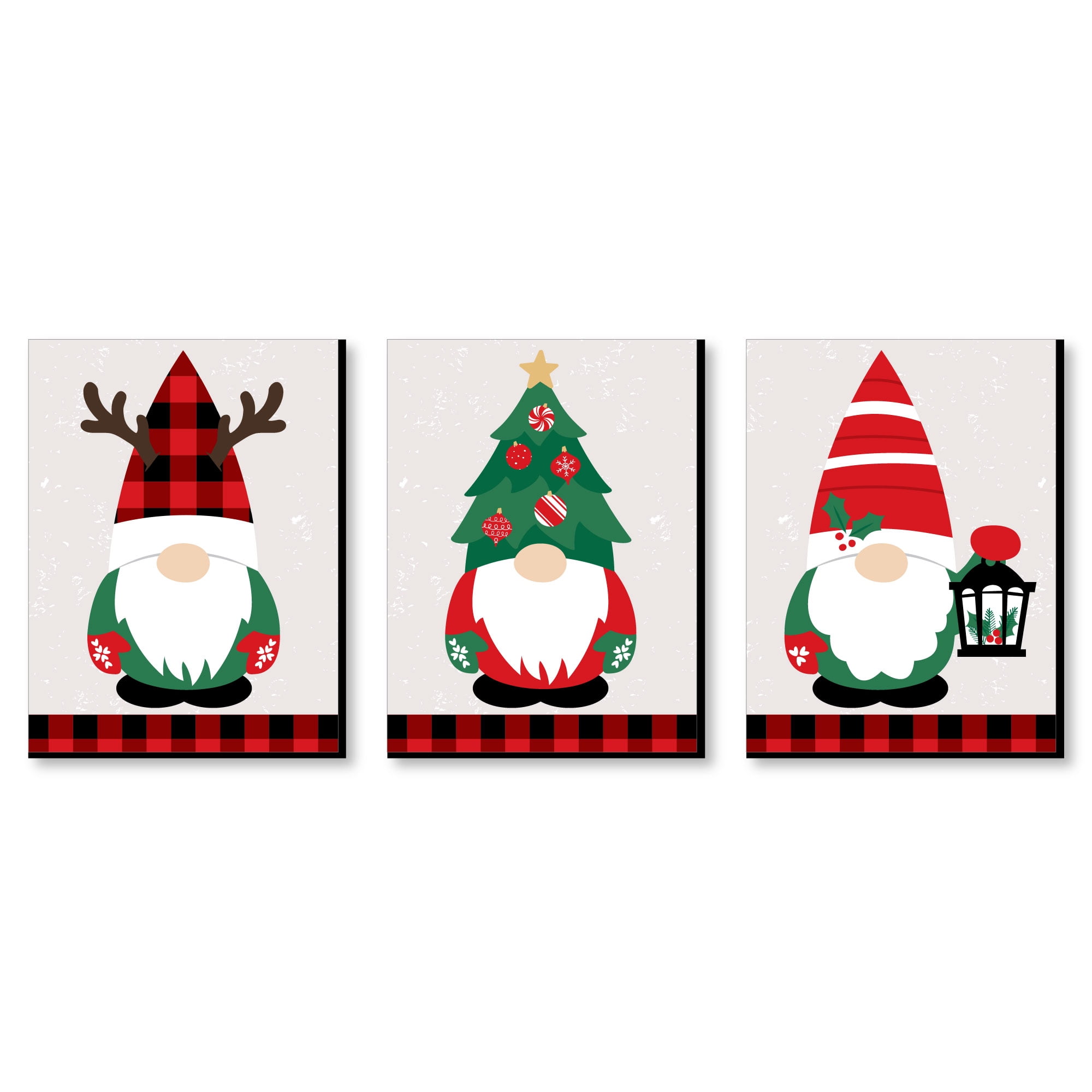 Big Dot of Happiness Red and Green Holiday Gnomes - Christmas Wall Art ...