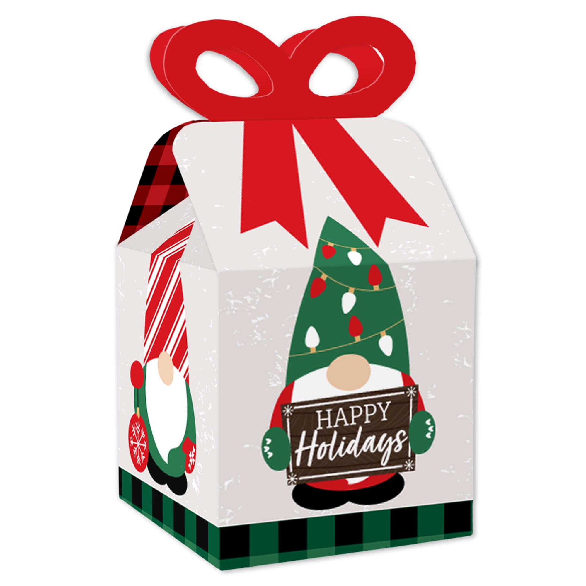 Big Dot of Happiness Red and Green Holiday Gnomes - Square Favor Gift ...