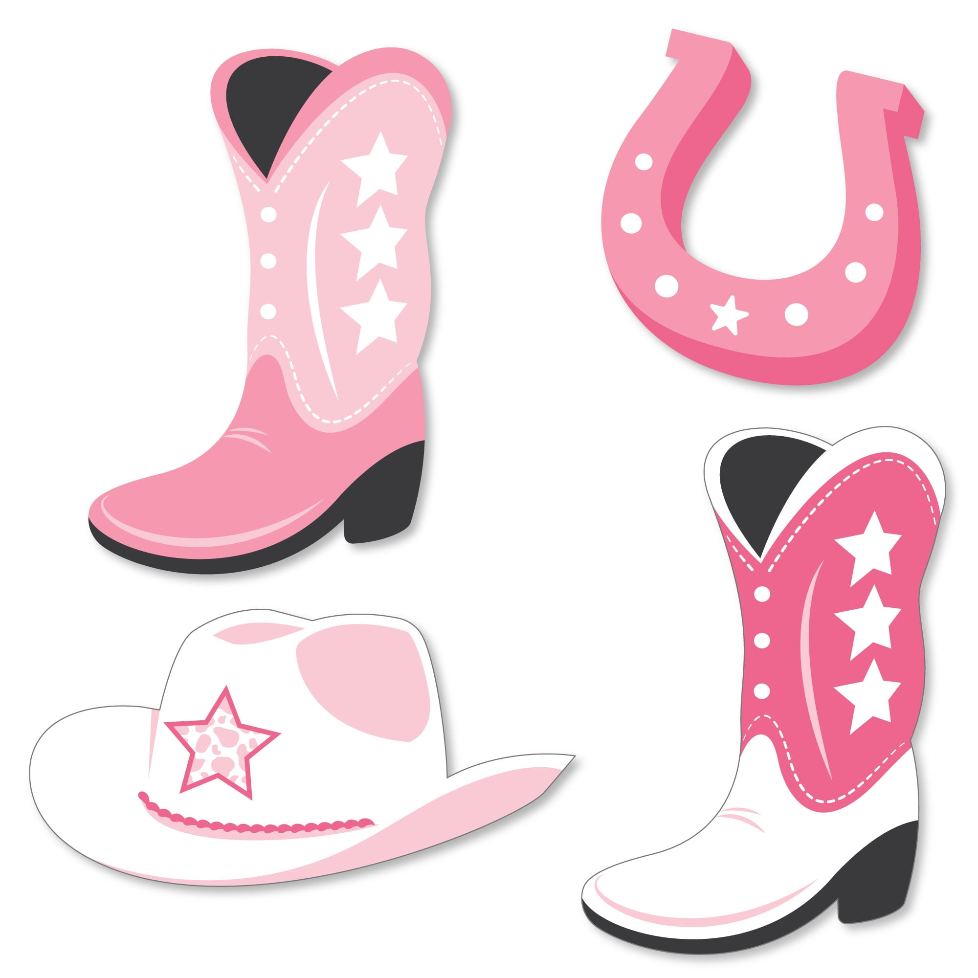 Big Dot of Happiness Rodeo Cowgirl - DIY Shaped Pink Western Party Cut ...