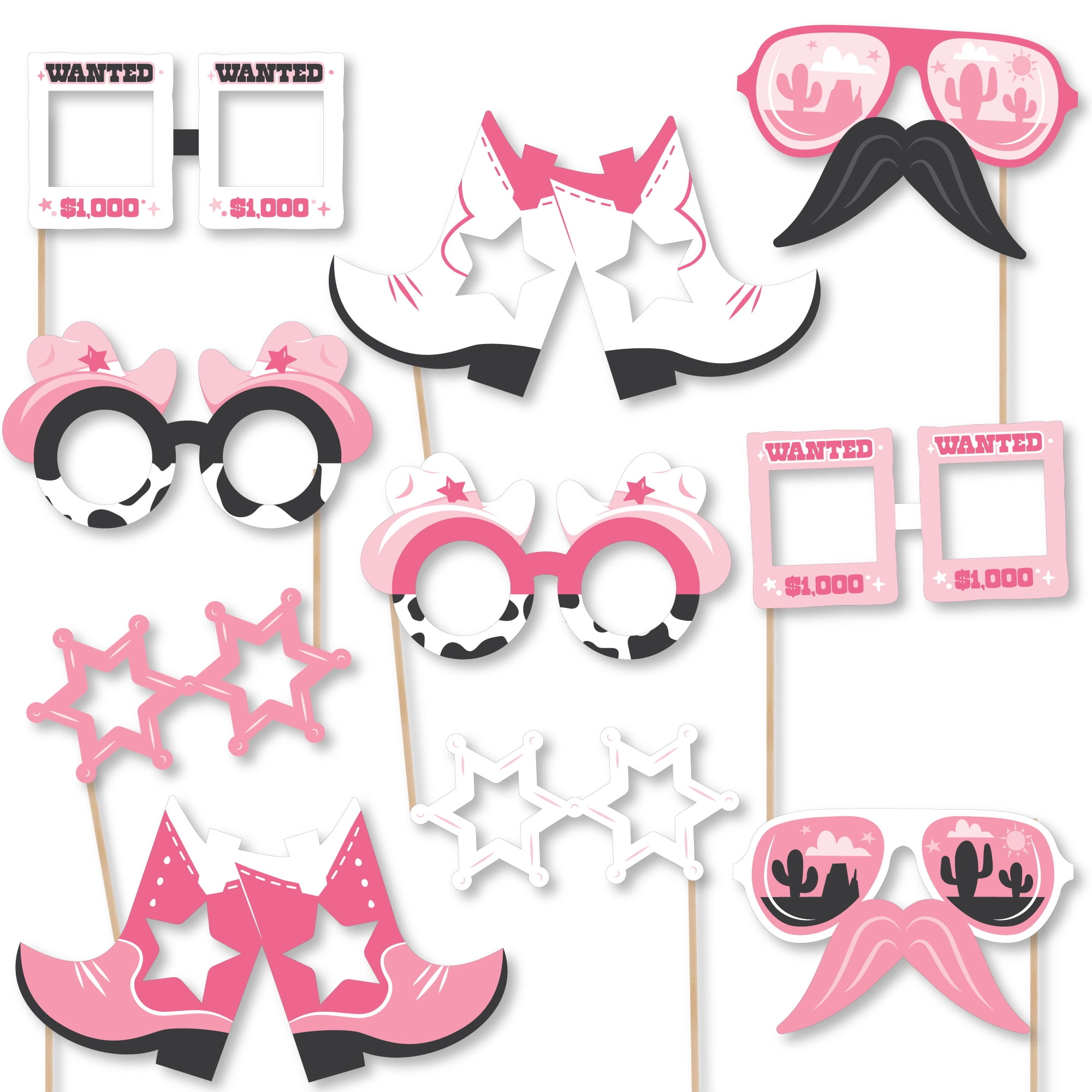 Big Dot of Happiness Rodeo Cowgirl Glasses and Masks - Paper Card Stock ...