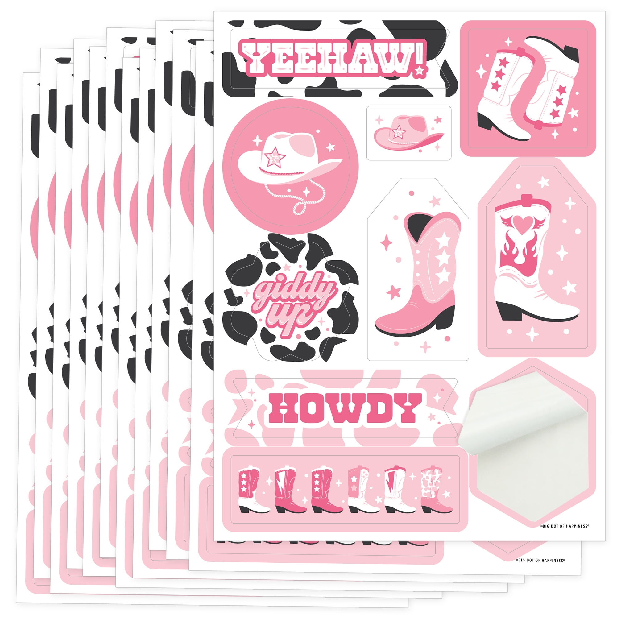 Big Dot of Happiness Rodeo Cowgirl - Pink Western Party Favor Sticker ...