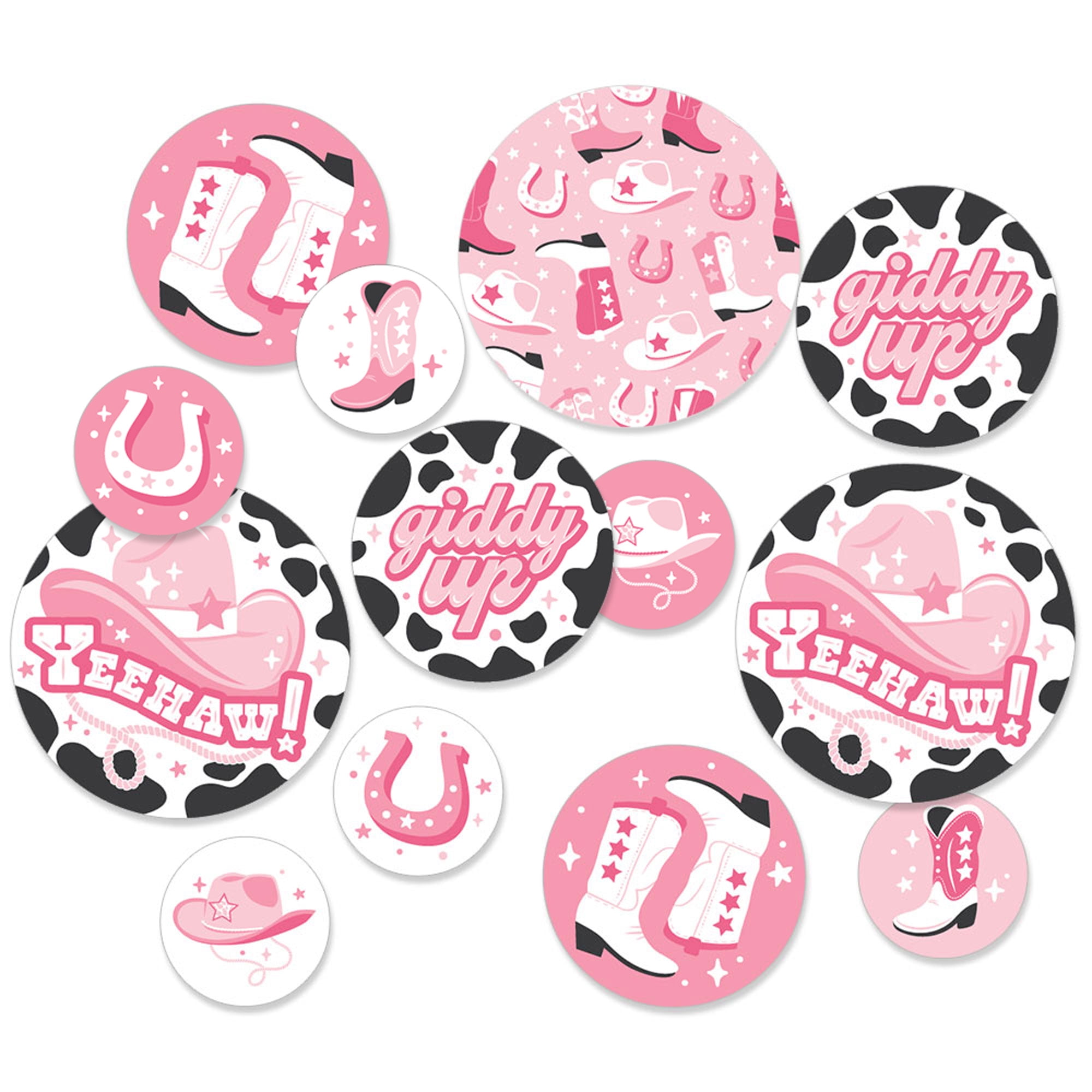 Big Dot of Happiness Rodeo Cowgirl - Pink Western Party Giant Circle ...