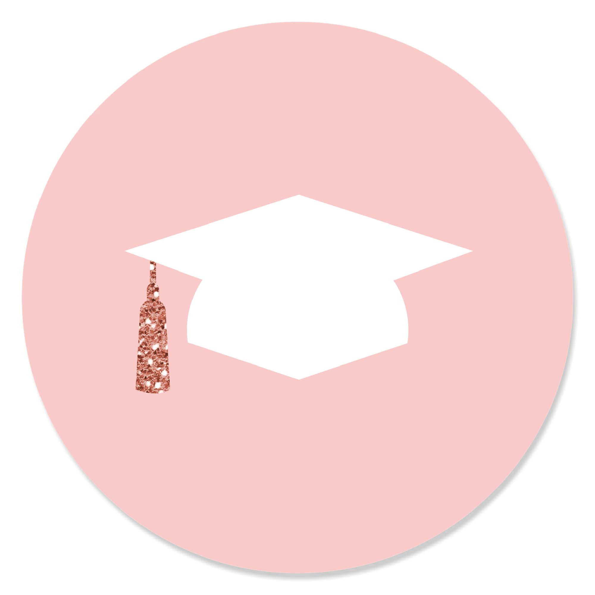 Big Dot of Happiness Rose Gold Grad - Graduation Party Circle Sticker ...
