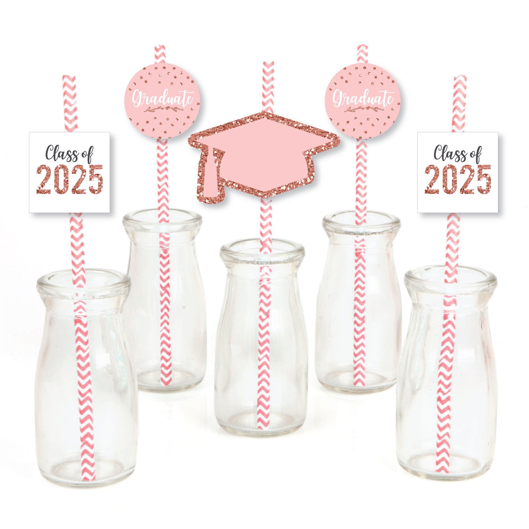 Big Dot of Happiness Rose Gold Grad - Paper Straw Decor - 2025 ...