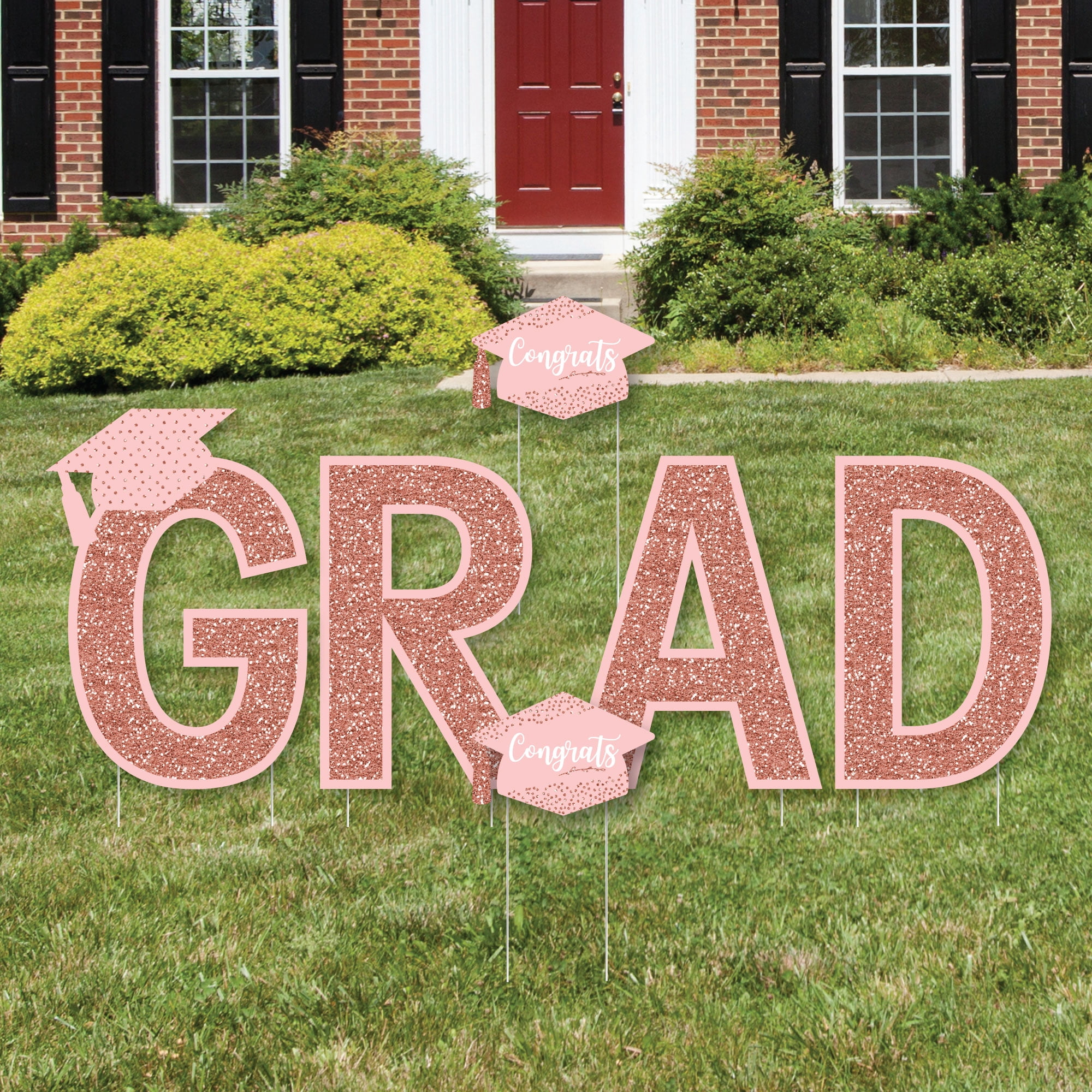 Big Dot of Happiness Rose Gold Grad - Yard Sign Outdoor Lawn ...