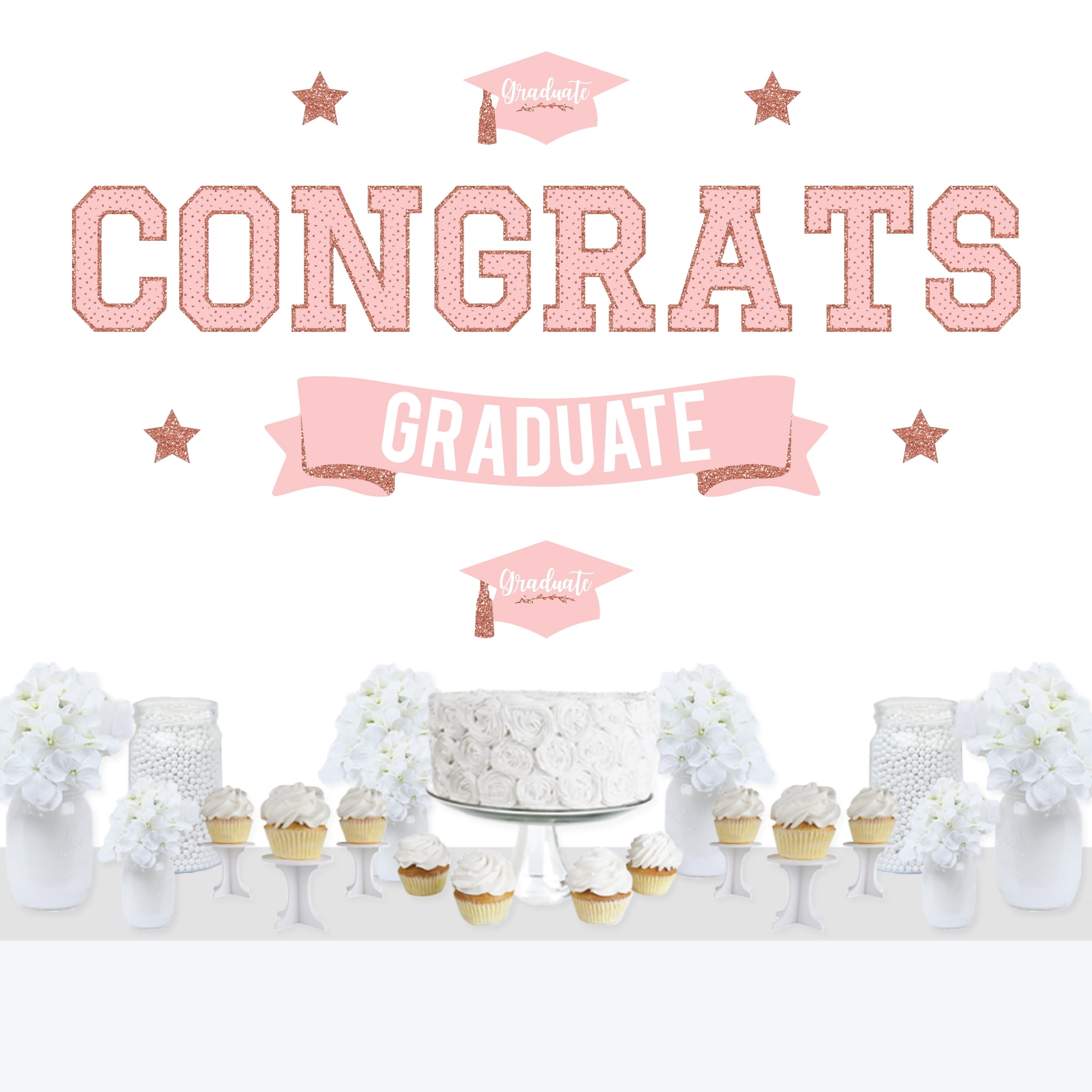 Big Dot of Happiness Rose Gold Graduation Party Photo Backdrop - Wall ...