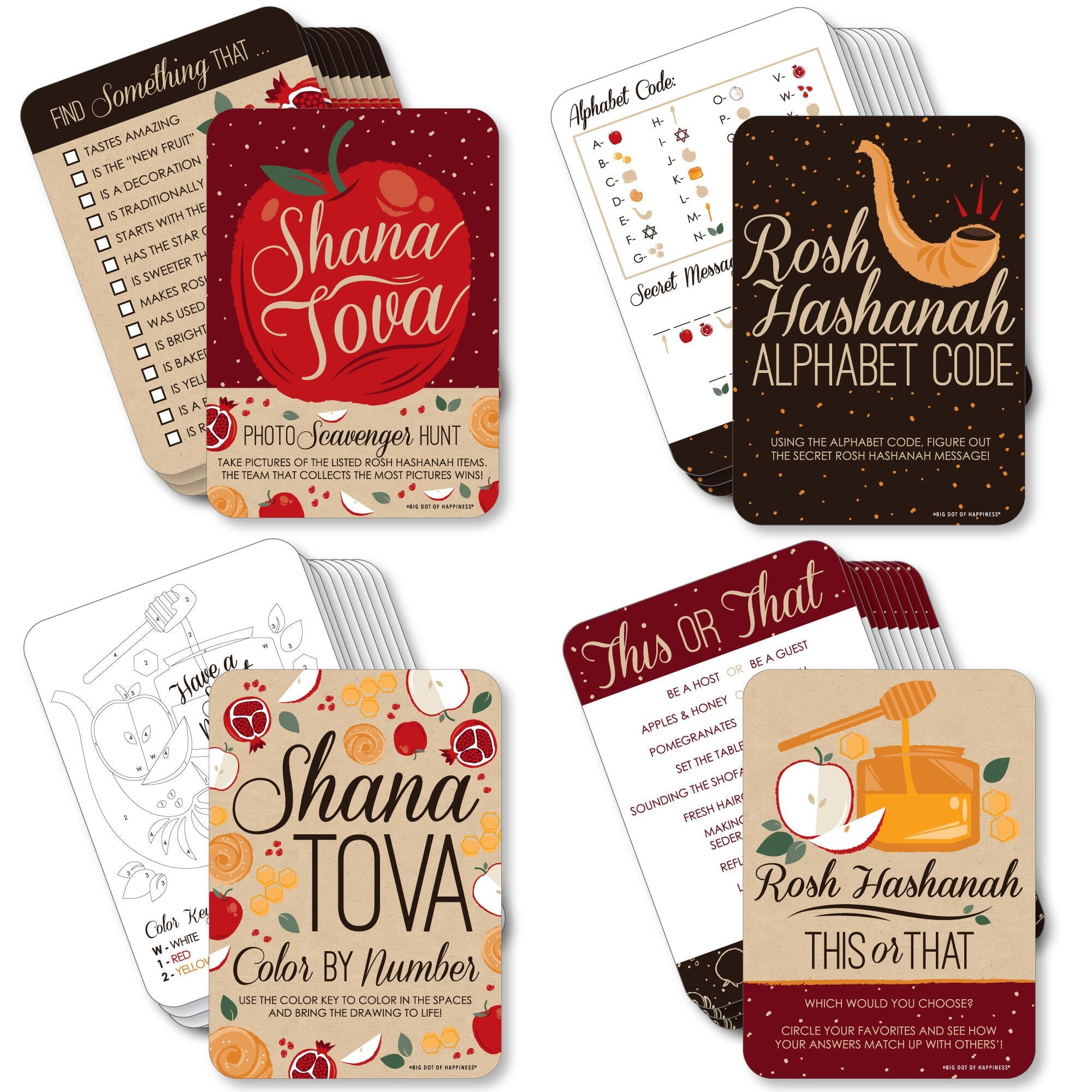 Big Dot of Happiness Rosh Hashanah - 4 New Year Party Games - 10 Cards ...