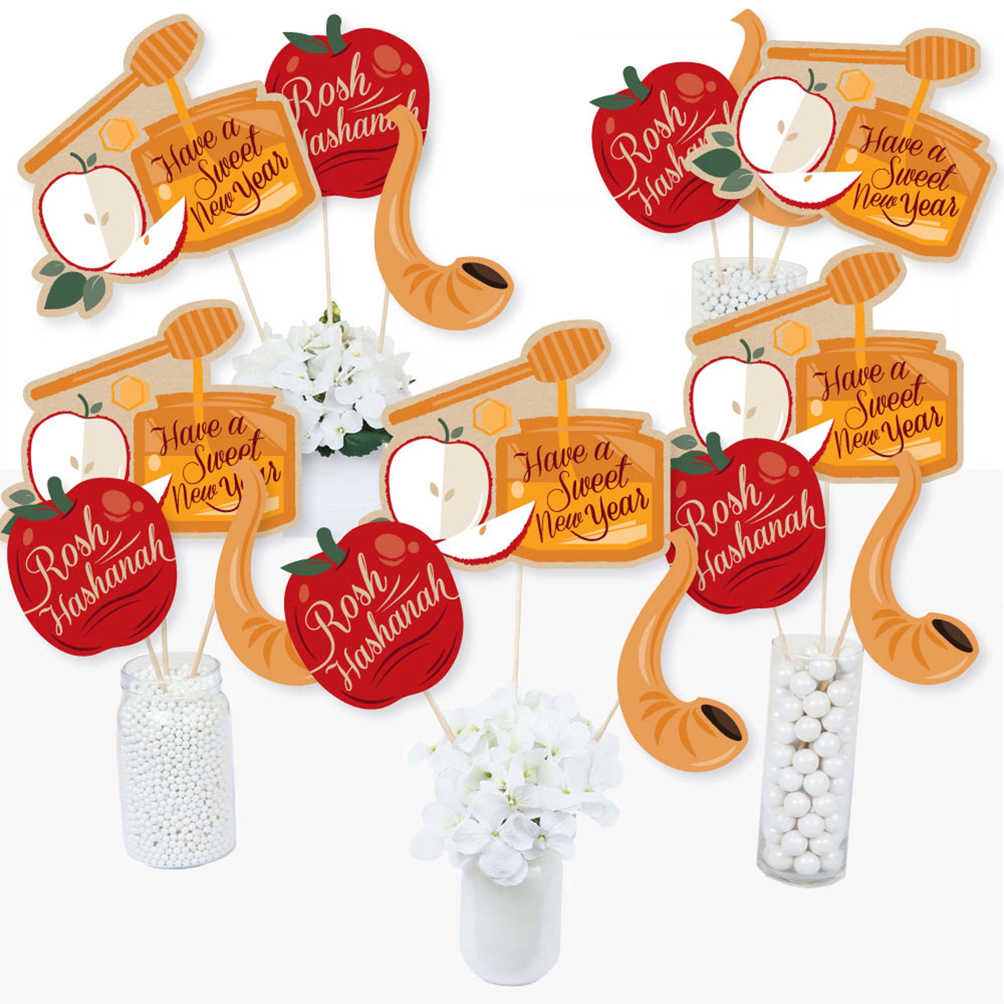 Big Dot of Happiness Rosh Hashanah - New Year Centerpiece Sticks ...