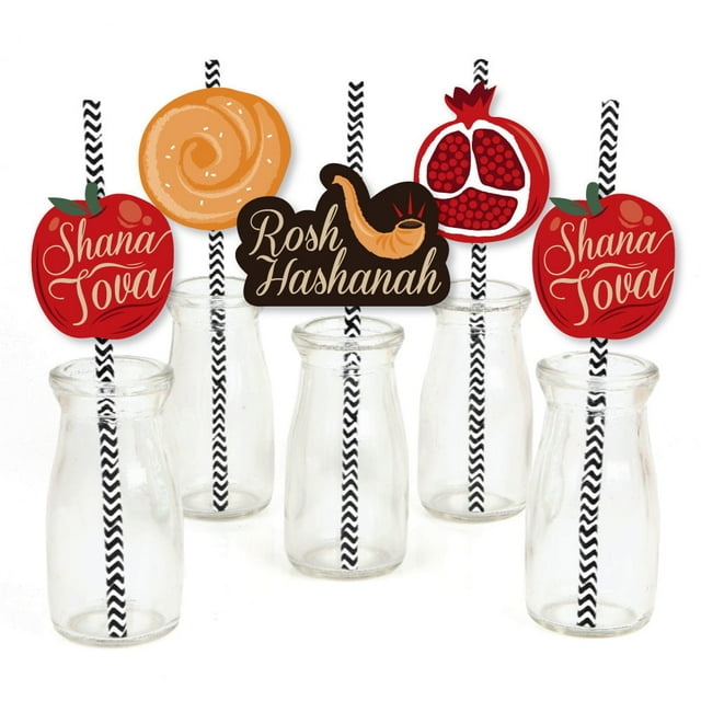 Big Dot of Happiness Rosh Hashanah - Paper Straw Decor - New Year ...