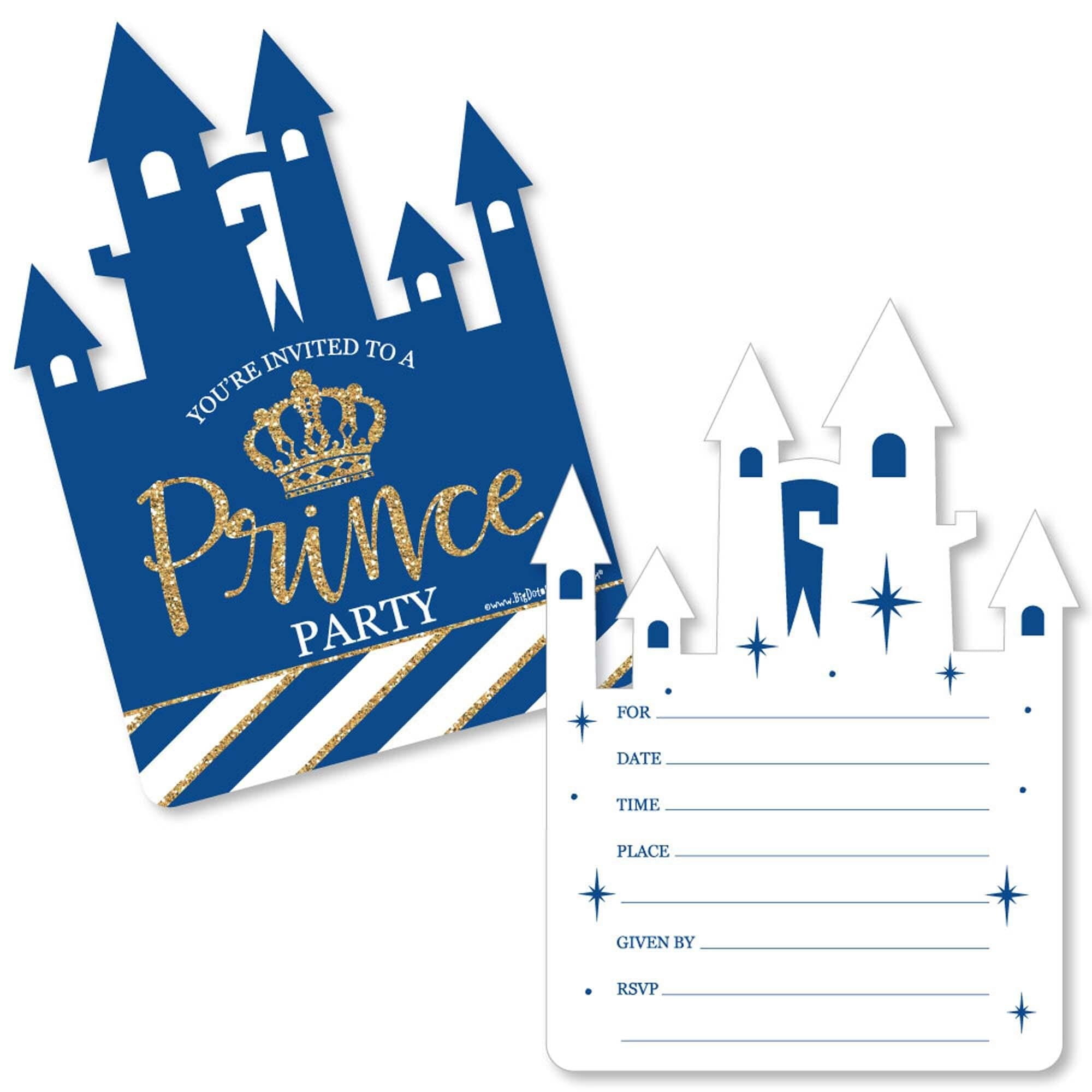 Big Dot of Happiness Royal Prince Charming - Shaped Fill-in Invitations ...