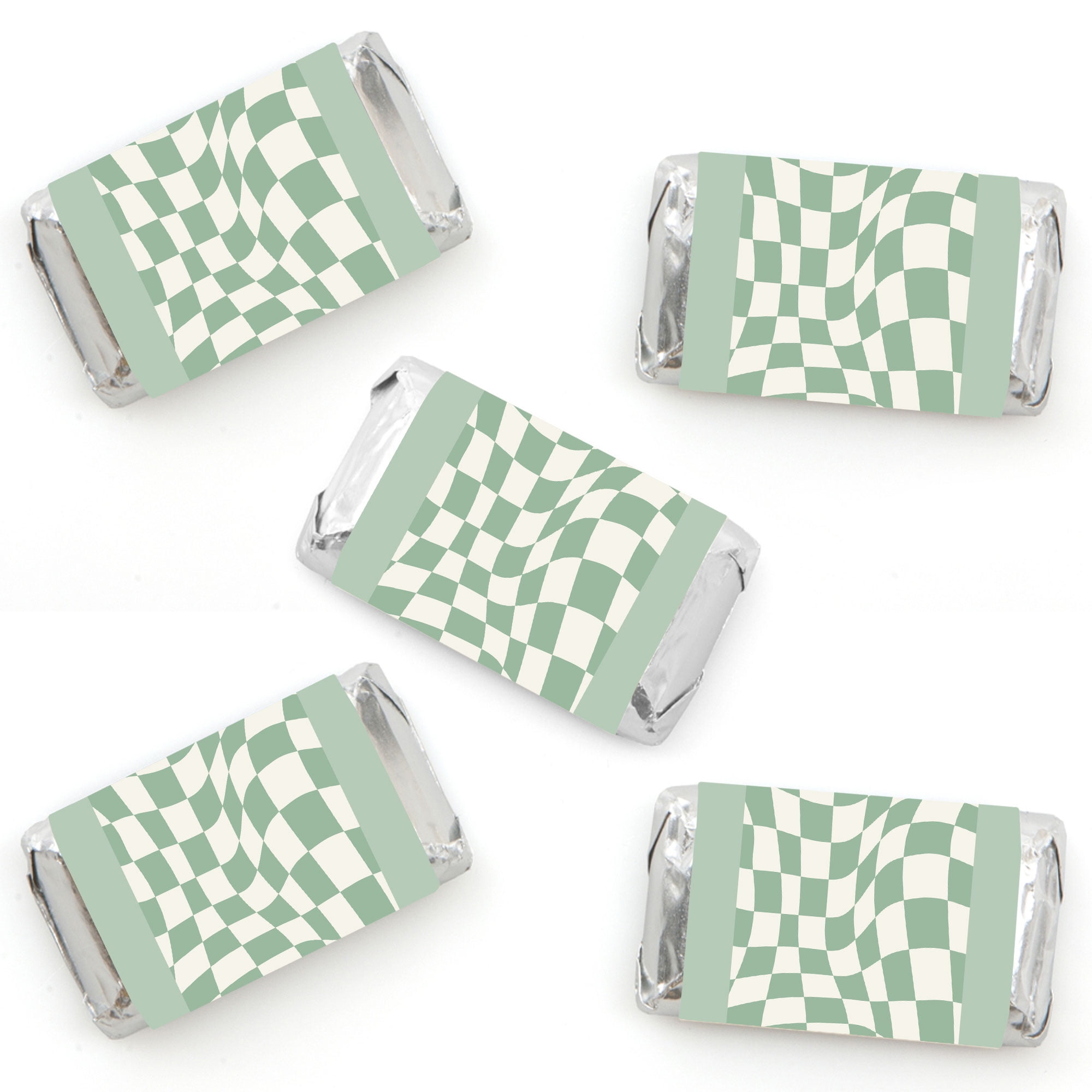 Big Dot of Happiness Sage Green Checkered Party - Mini Candy Bar ...