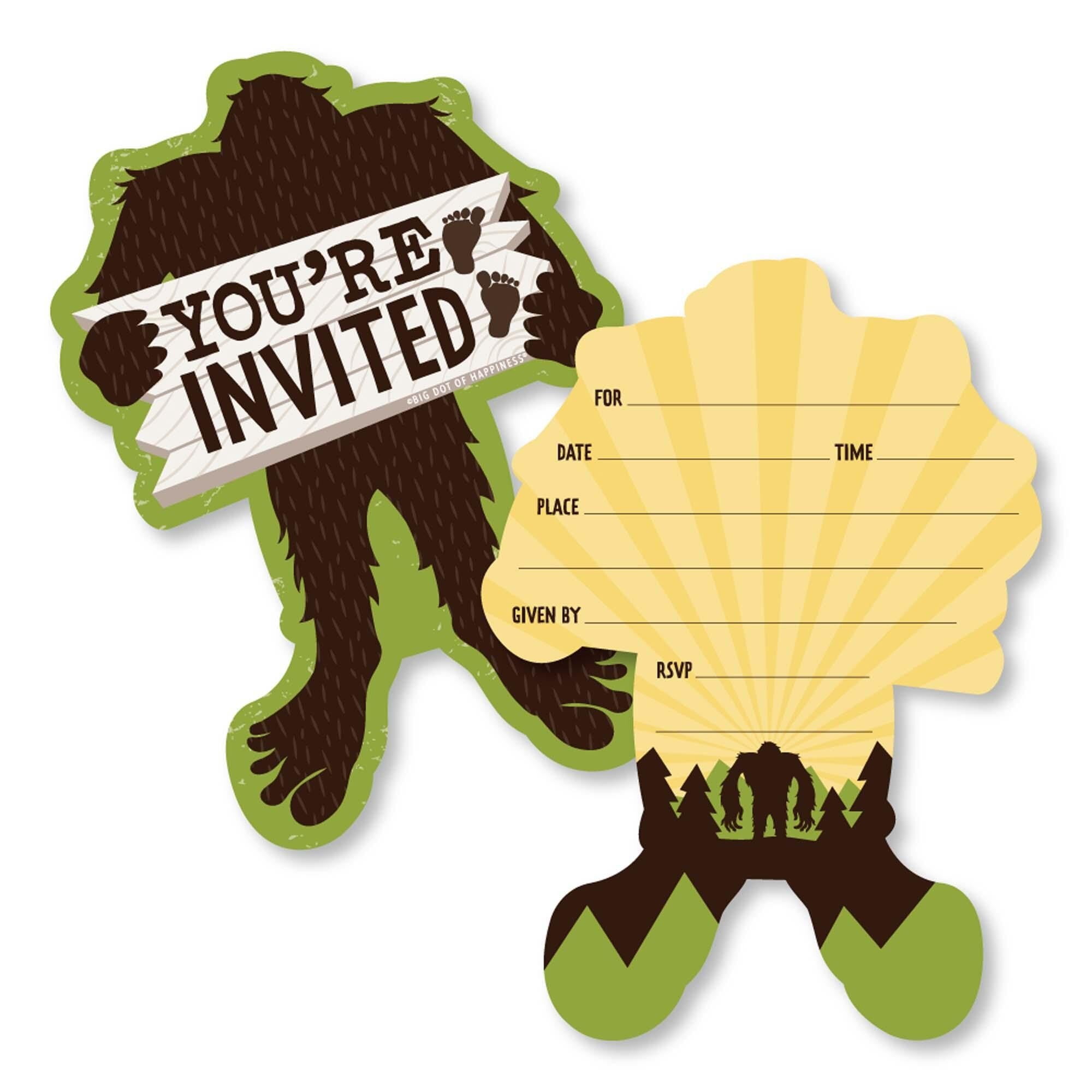 Big Dot of Happiness Sasquatch Crossing - Shaped Fill-In Invitations ...