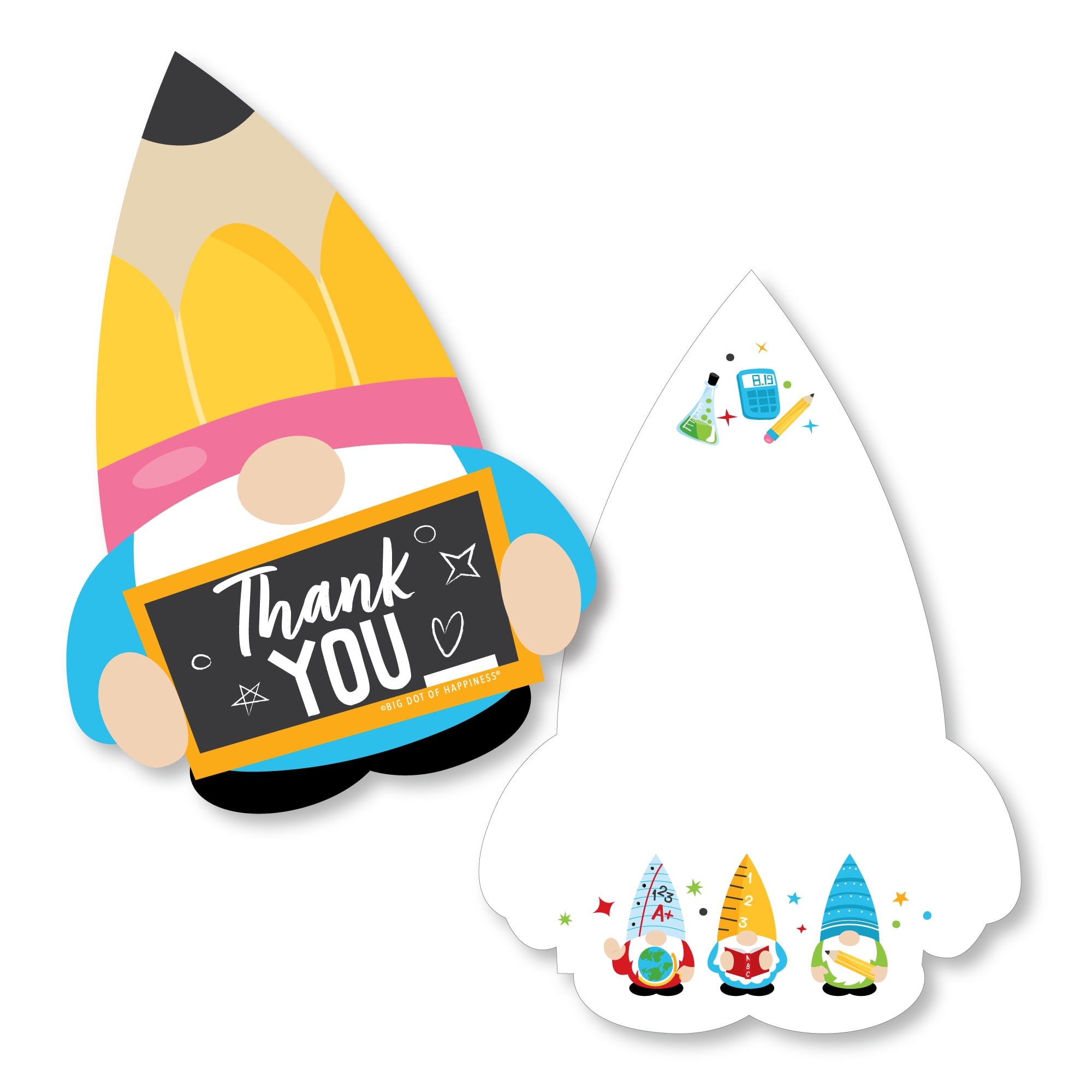 Big Dot of Happiness School Gnomes - Shaped Thank You Cards - Teacher ...